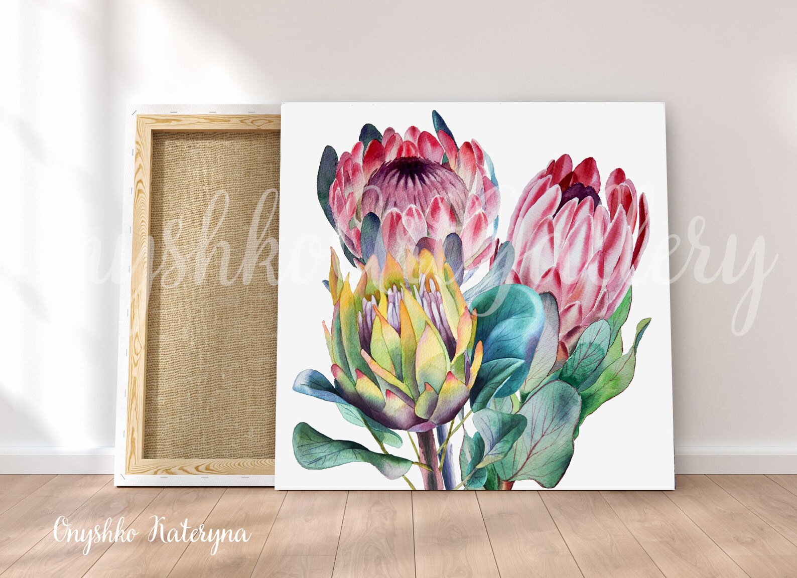 Digital Protea Buqet Print 3 Proteas Together Hand Painted - Etsy