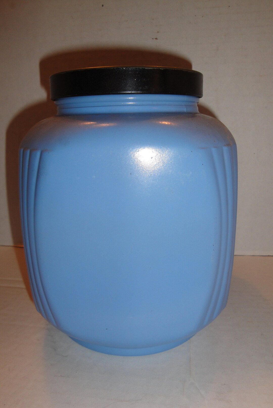 Fired on Blue Delphite Glass Canister/hoosier Jar (rare), Early ...