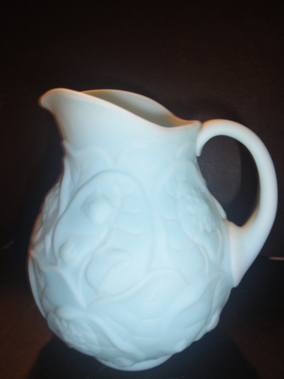 Fenton "water Lily Pattern Blue Satin", One Quart Glass Pitcher. - Etsy