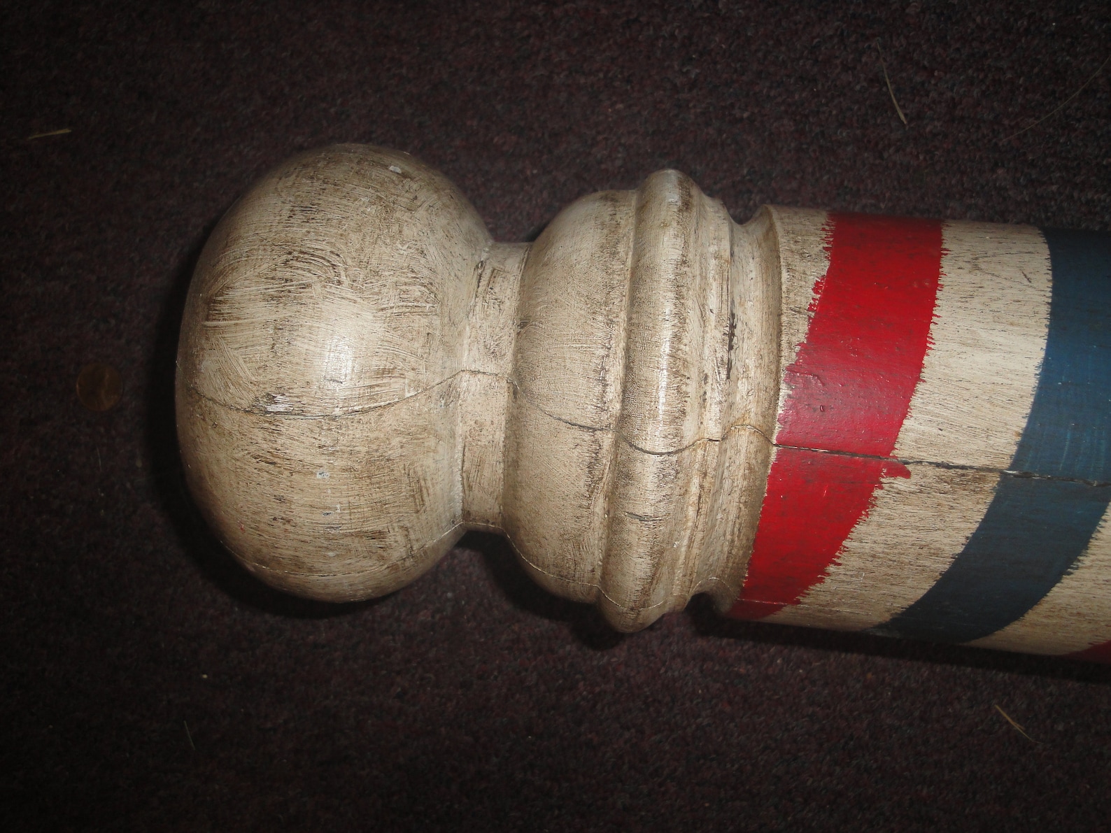 Antique Primitive Solid Wood Barber Pole, Authentic Wooden Barber Shop ...