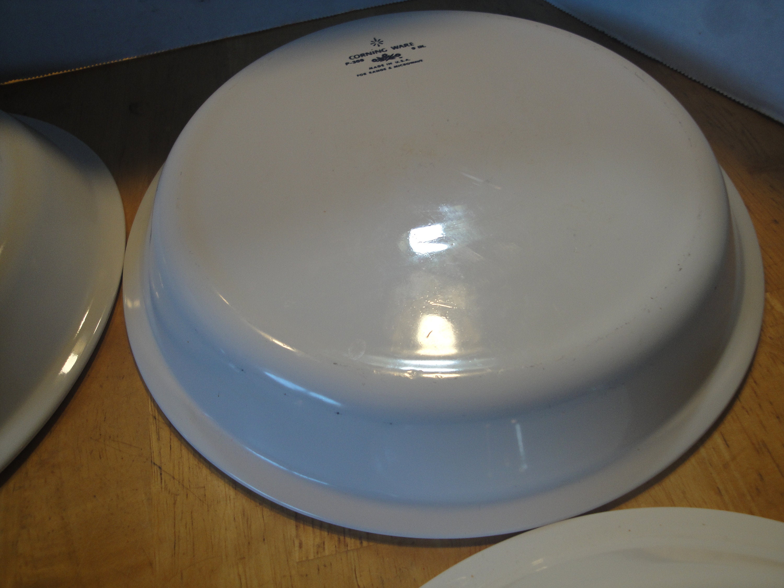 4 White Corning Ware Pie Plates With Cornflower Blue Pattern, 9" Inch ...