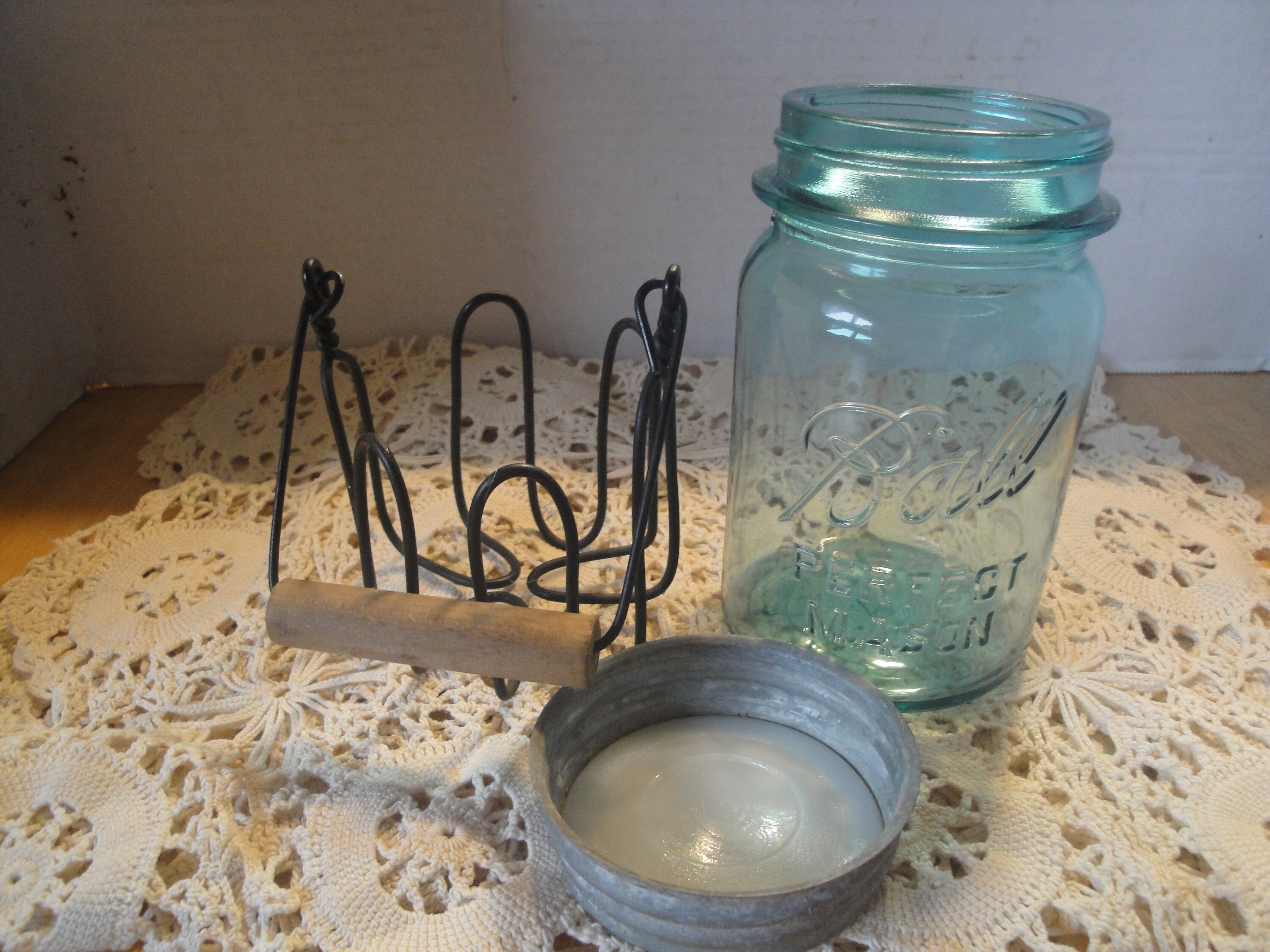 Single Pint Jar Caddy With Ball 1 Pint Aqua Blue Jar and Zinc - Etsy