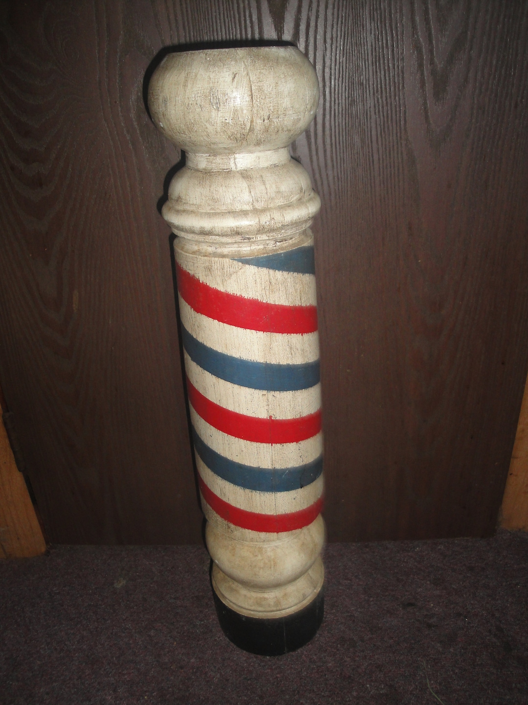 Antique Primitive Solid Wood Barber Pole, Authentic Wooden Barber Shop ...