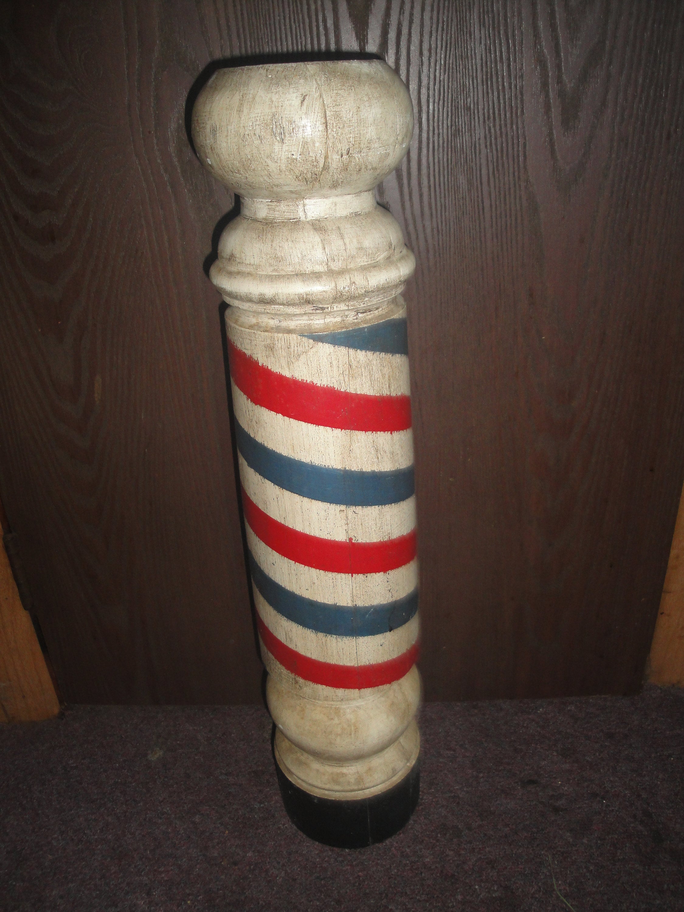 Antique Primitive Solid Wood Barber Pole, Authentic Wooden Barber Shop ...