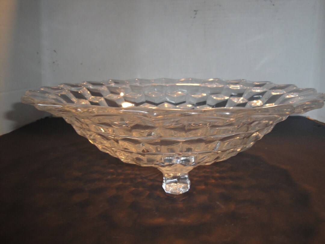 Fostoria American Pattern 3 Footed Glass Salad/serving Bowl, Vintage ...