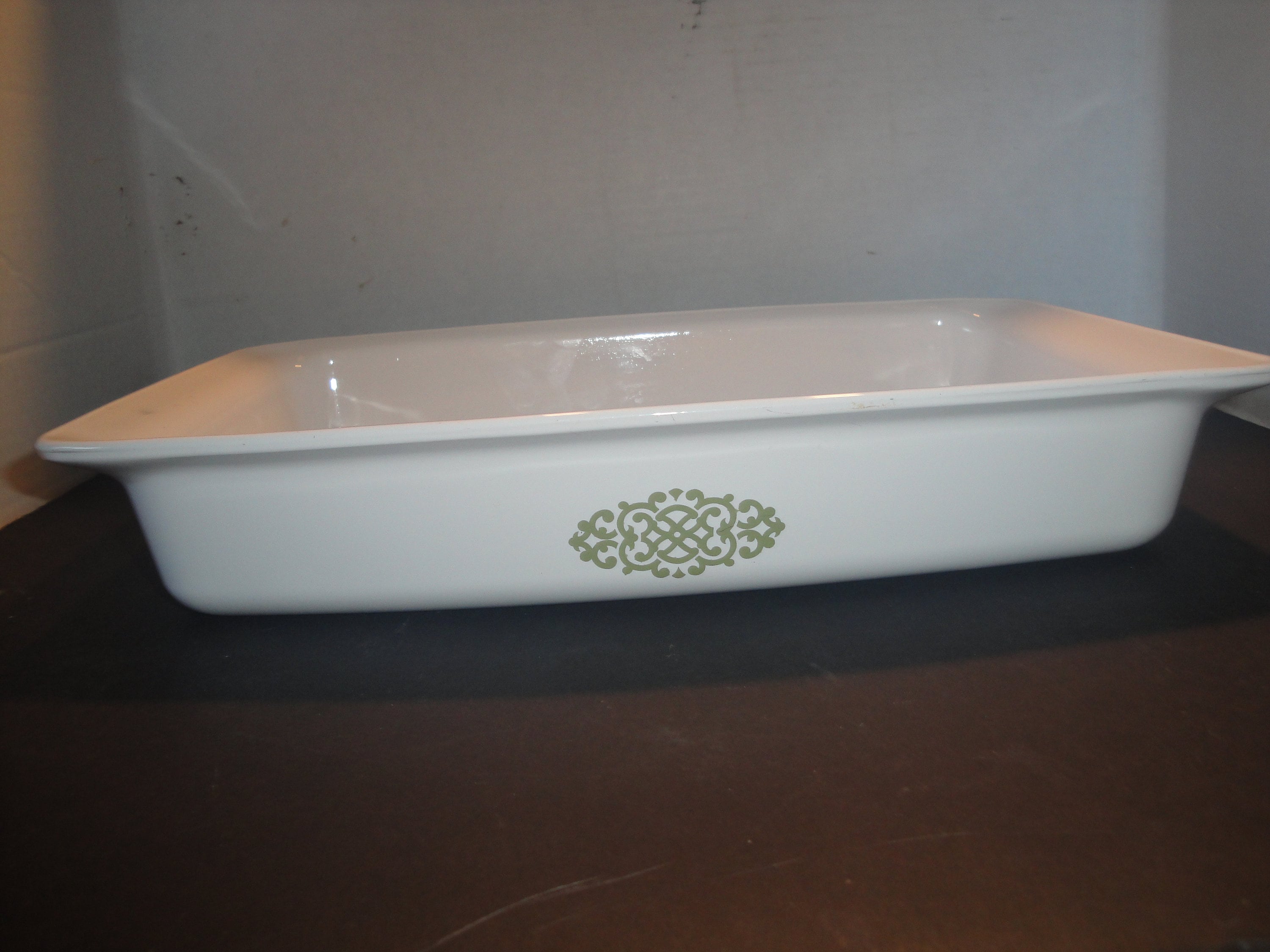 Vintage Corning Ware Roaster, Green Medallion Pattern, Corning Big ...