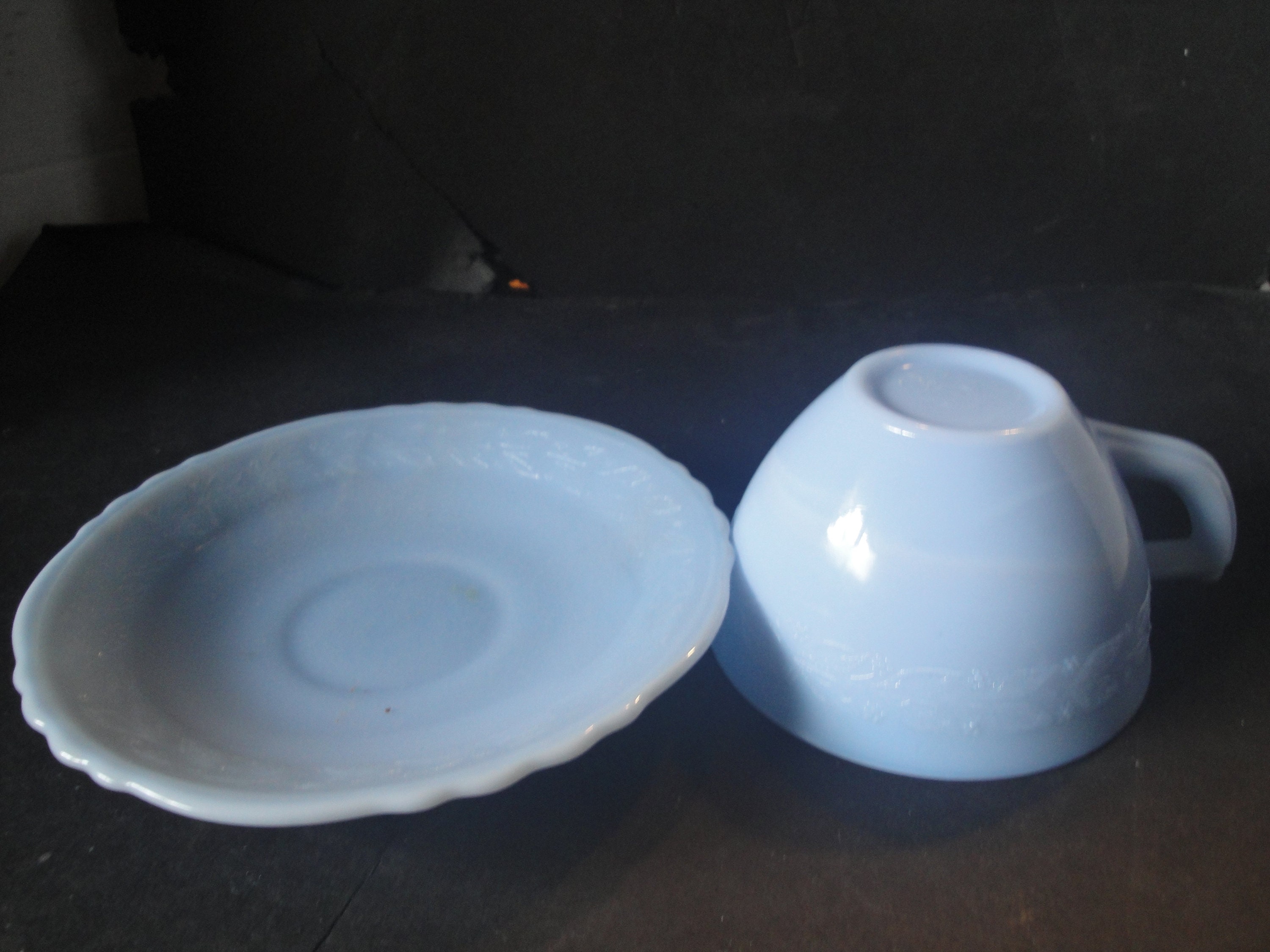 Delphite Blue LAUREL Cup and Saucer the Mckee Glass Company RARE Circa ...