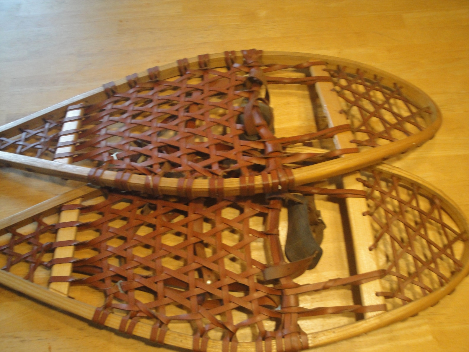 Iverson Snowshoes , Wood and Neoprene With Attached Bindings. 12 X 35 ...