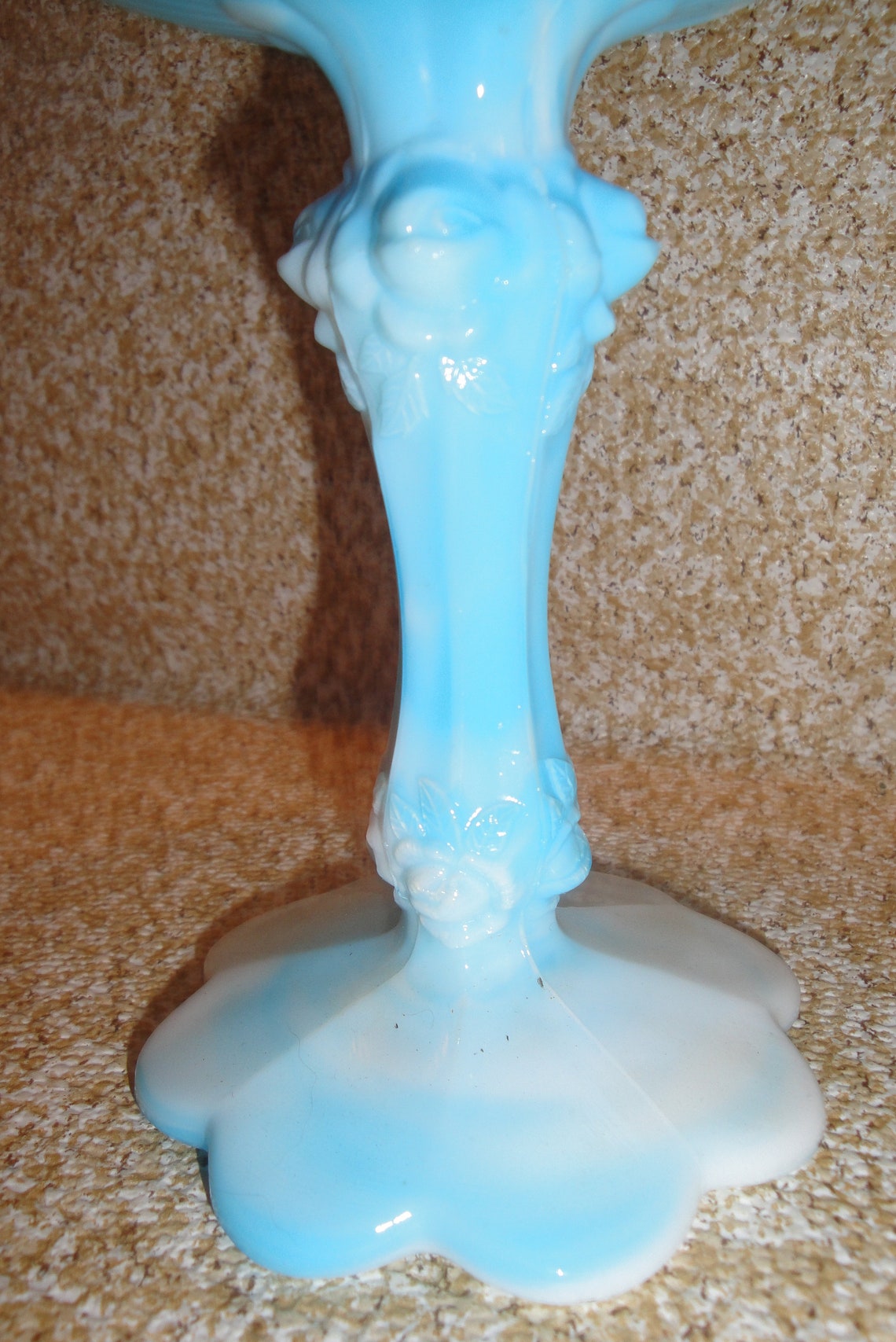 Fenton Blue and White Slag Glass Cabbage Rose Pedestal Compote/candy ...
