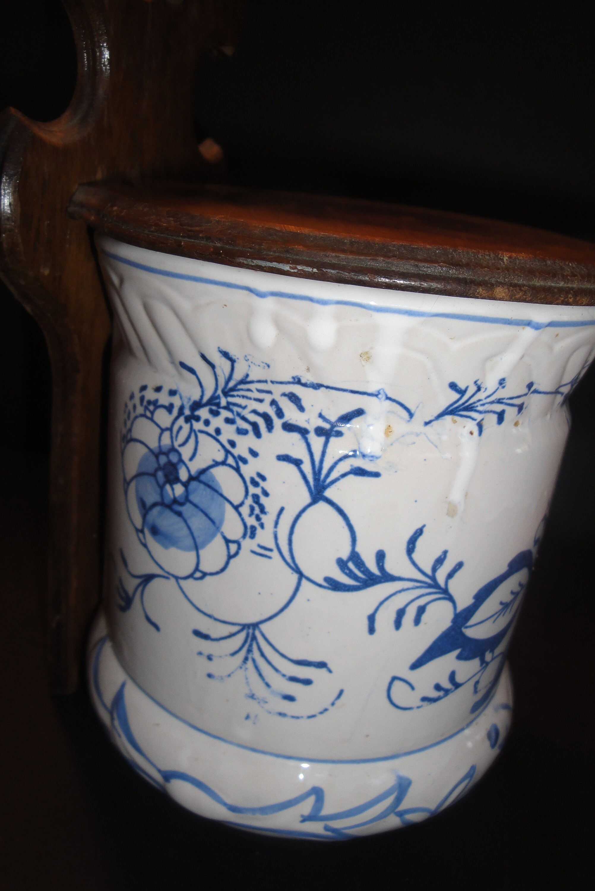 Vintage Kitchen Wall Box With Wood Bracket Large Blue And | Etsy