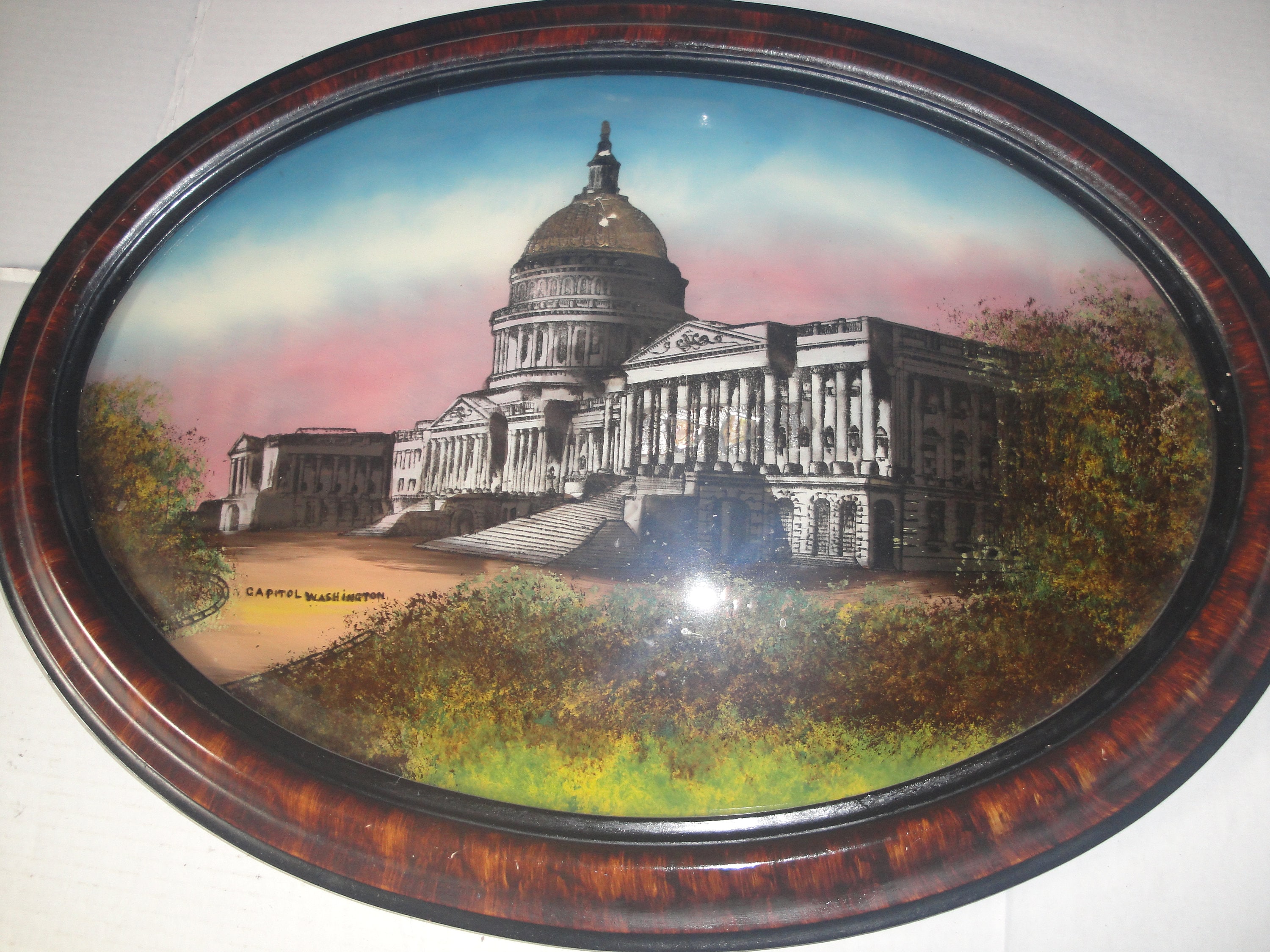 Reverse Painting on Convex Glass, U.S. Capitol Washington D.C. - Etsy