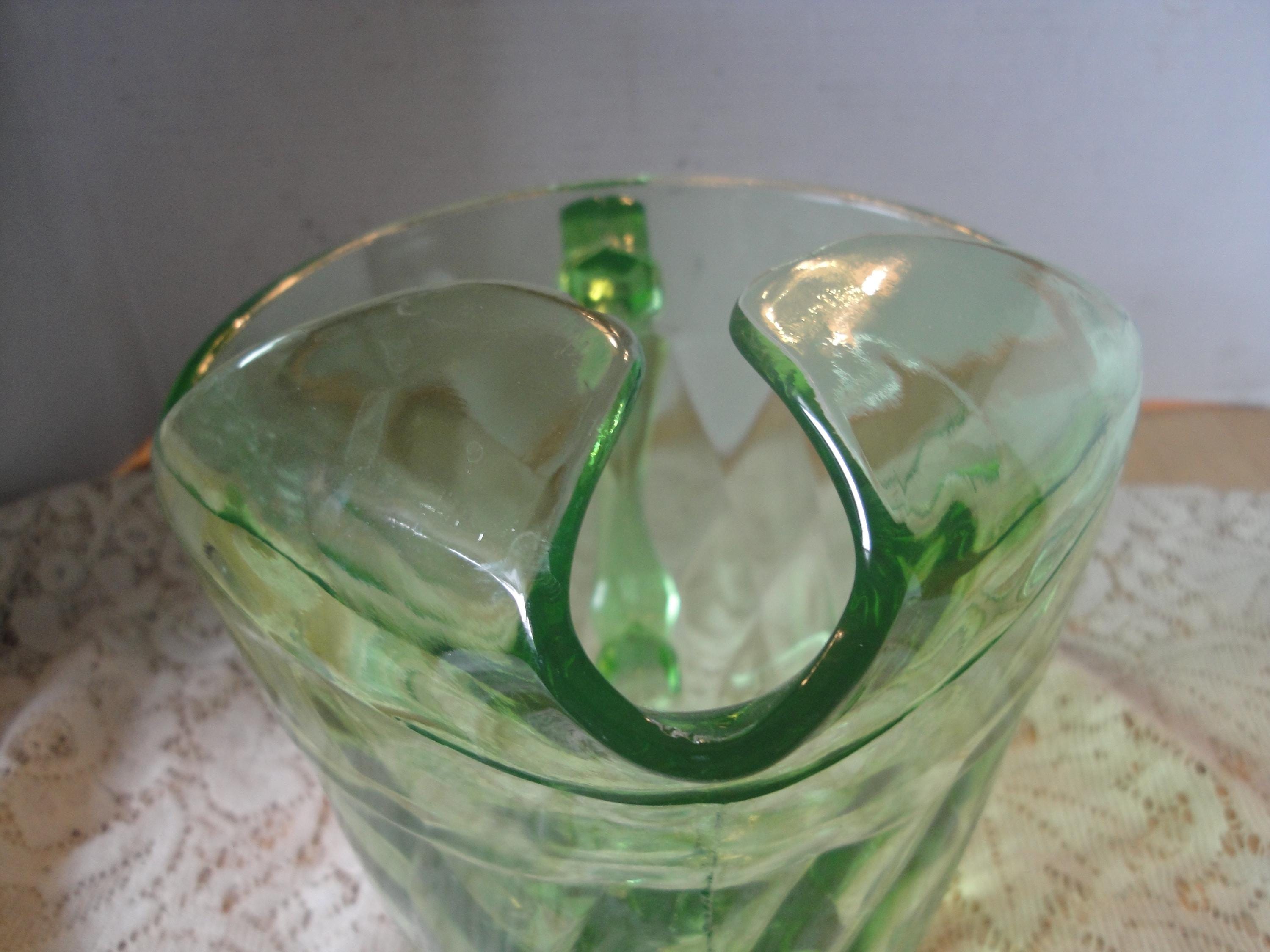 Vintage Hazel Atlas Harlequin Diamond Pattern Green Uranium Vaseline ...
