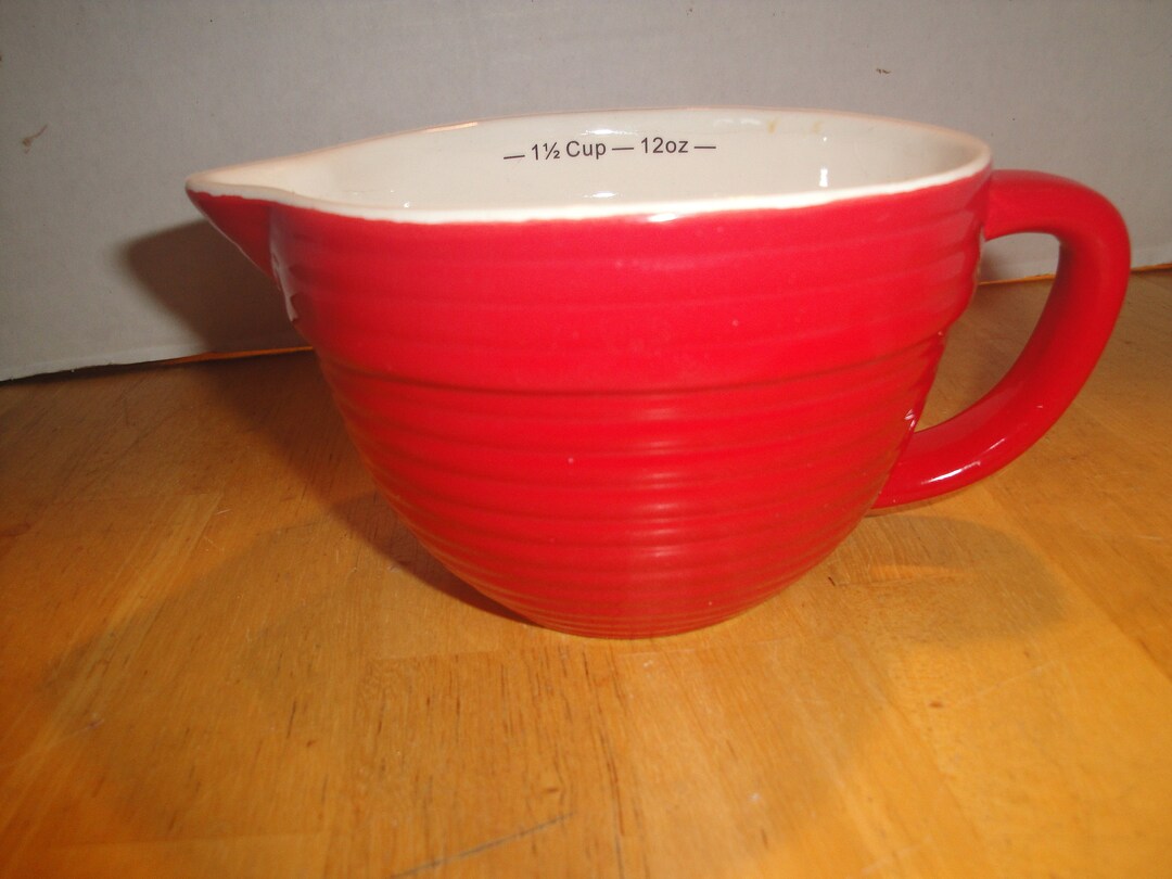 Red Stoneware Measuring Cup, With A Pour Spout, 1 1/2 Cup - 12 Ounce - Etsy