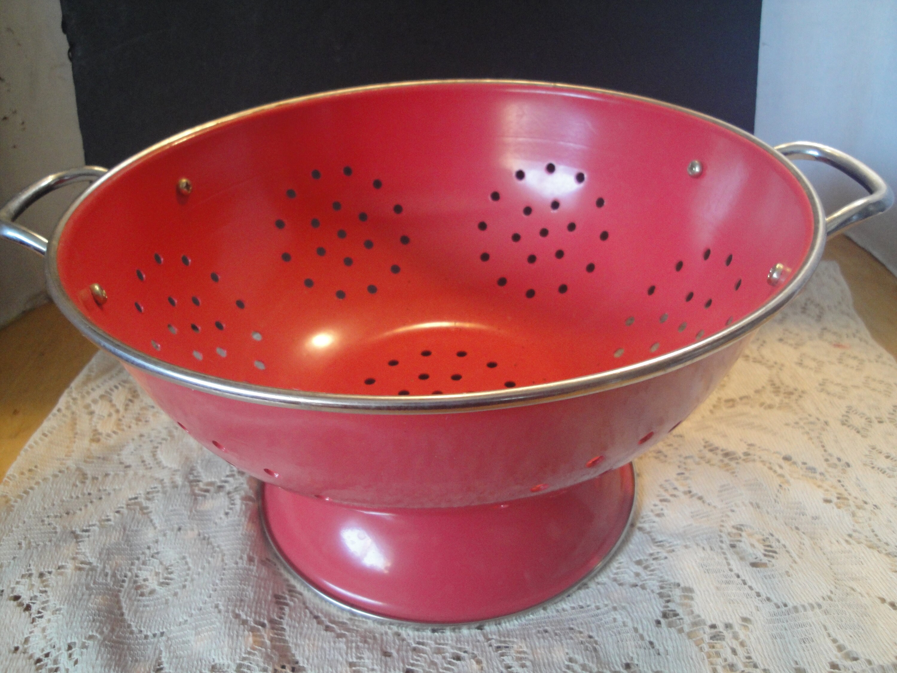 Vintage Burnt Red Enamel Colander 4 or 5 Quart Strainer/basket - Etsy