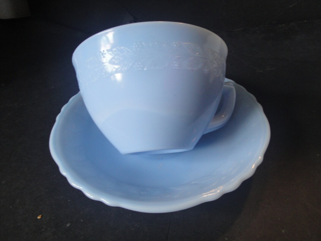 Delphite Blue ( LAUREL) Cup and Saucer - the Mckee Glass Company RARE ...