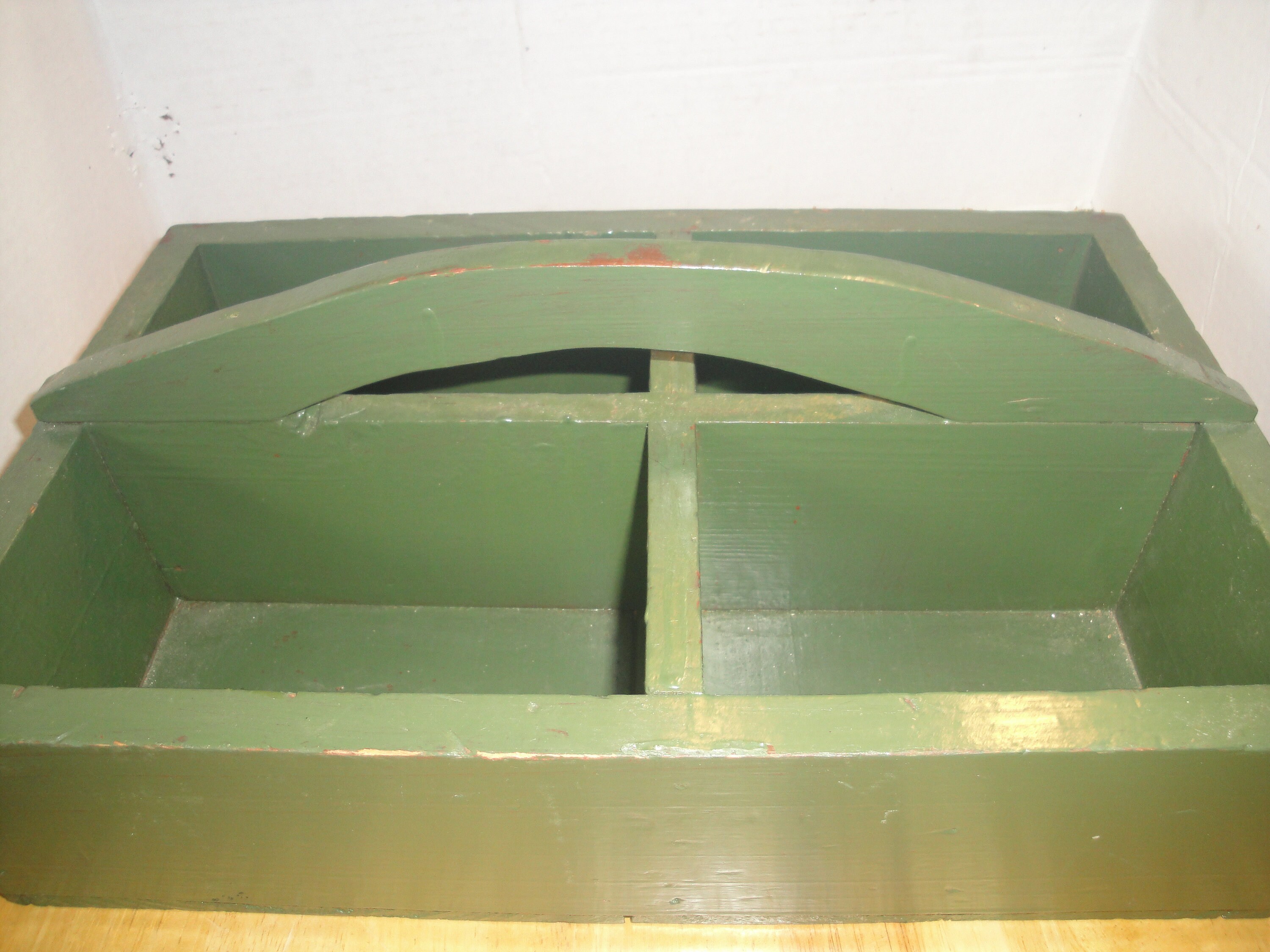 Rustic Wooden Painted Green Divided Tool Box Hand Made - Etsy