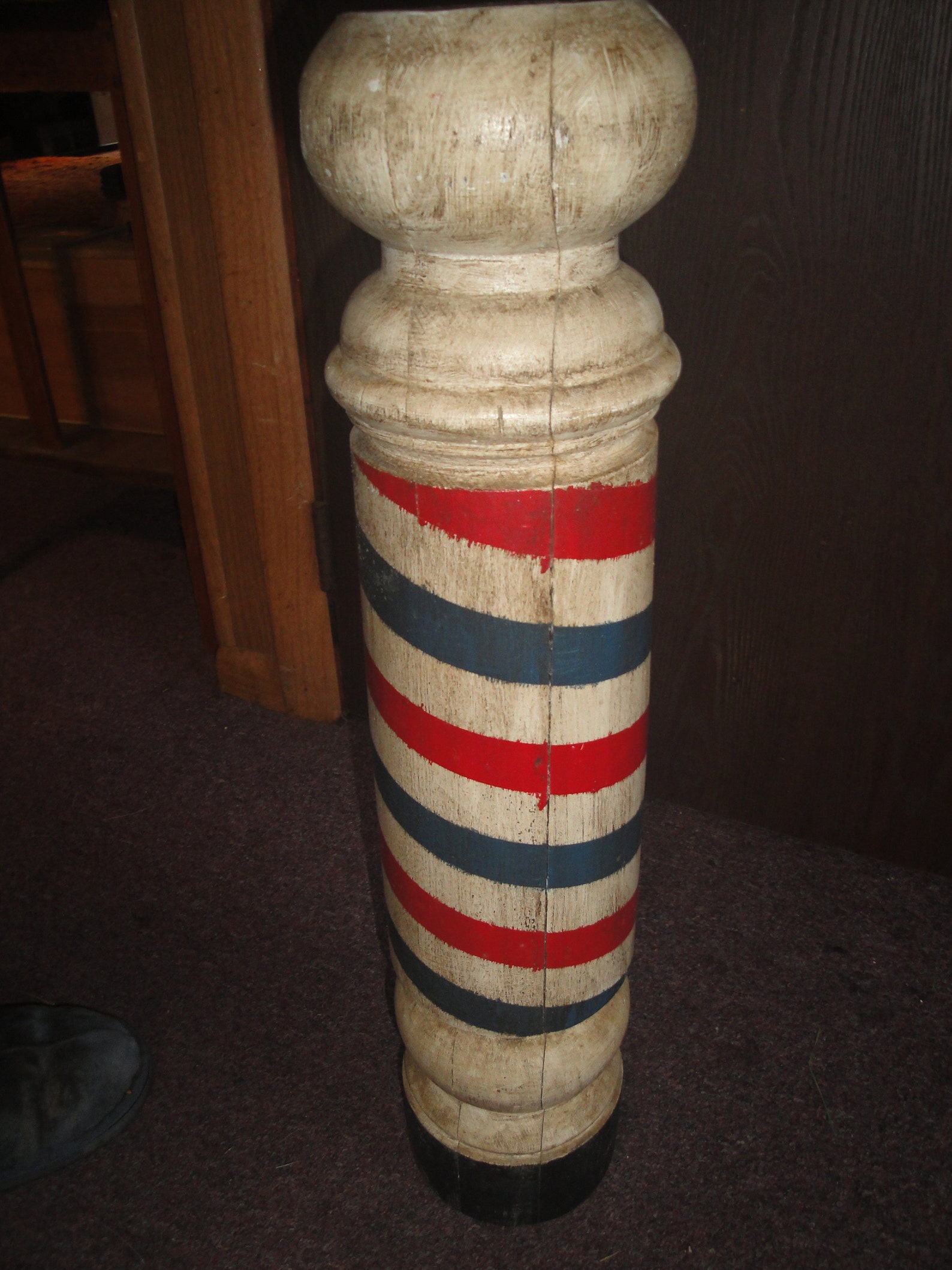 Antique Primitive Solid Wood Barber Pole, Authentic Wooden Barber Shop ...