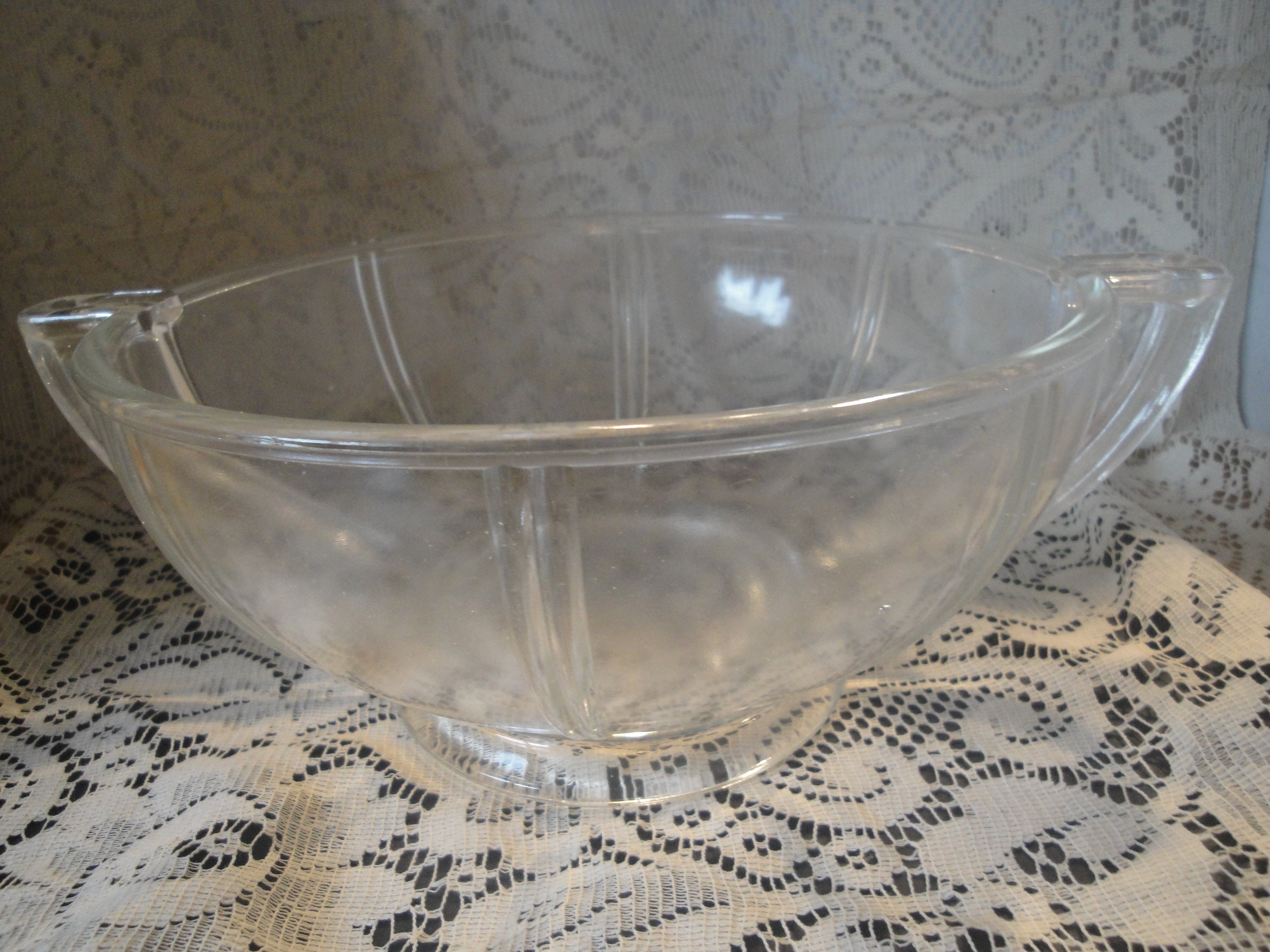 Vintage queen Anne, Glasbake Clear Glass Batter Bowl With Handles - Etsy