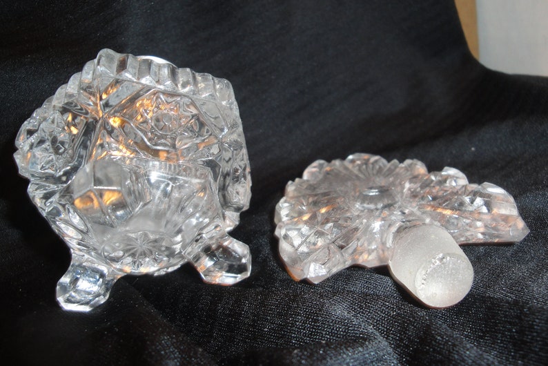 Vintage Floral Cut Glass Footed Perfume/scent Bottle With Tall Stopper ...