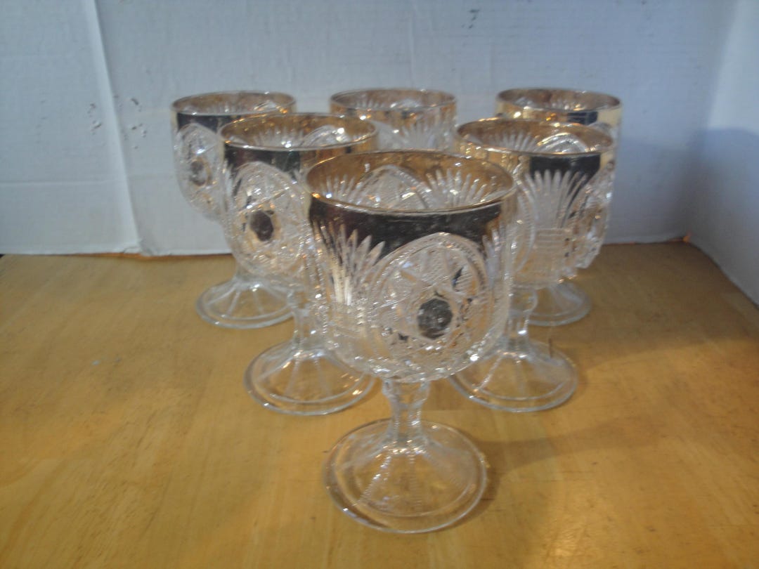 Duncan & Miller Starred Loop Water Goblets - Gold Trim, Set of 6 - Etsy