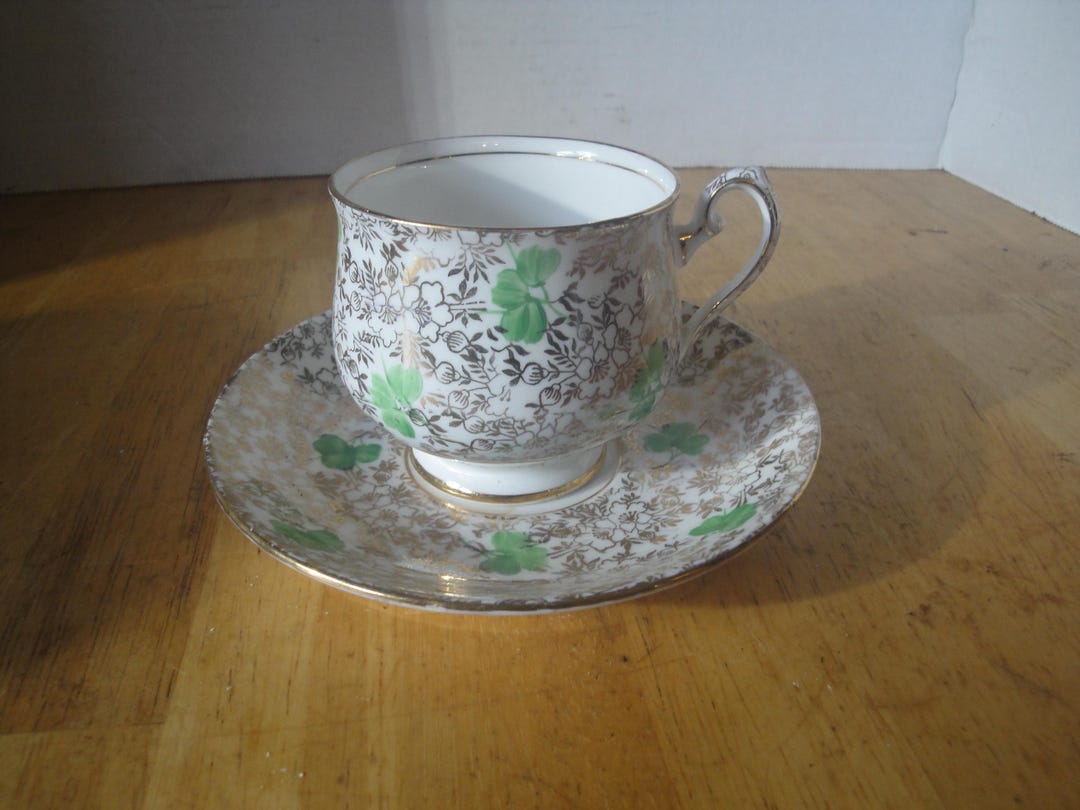 Phoenix China Clover Teacup and Saucer Bone China Chintz Vintage Gold ...