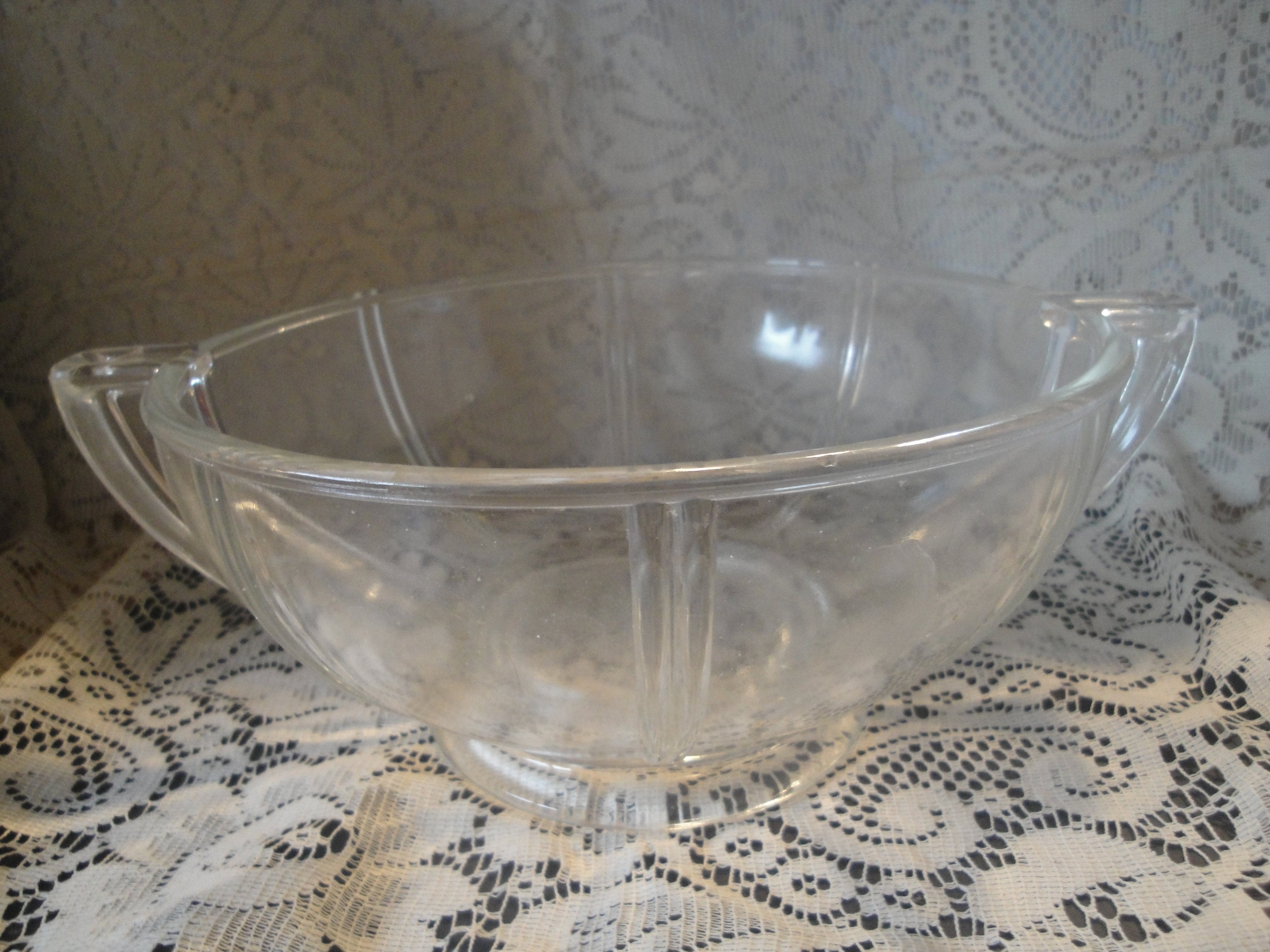 Vintage queen Anne, Glasbake Clear Glass Batter Bowl With Handles - Etsy