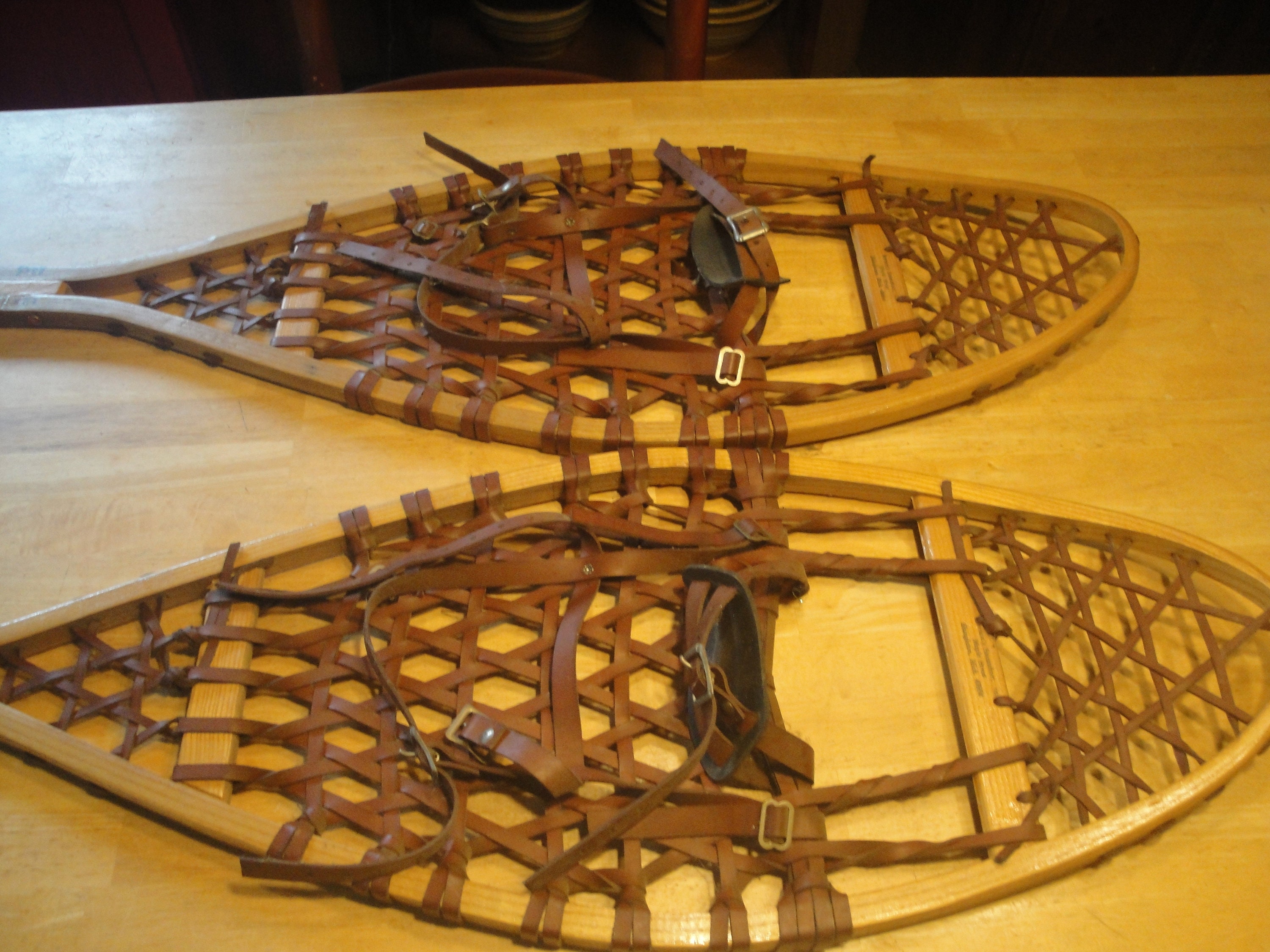 Iverson Snowshoes , Wood and Neoprene With Attached Bindings. 12 X 35 With Model 2322 ...