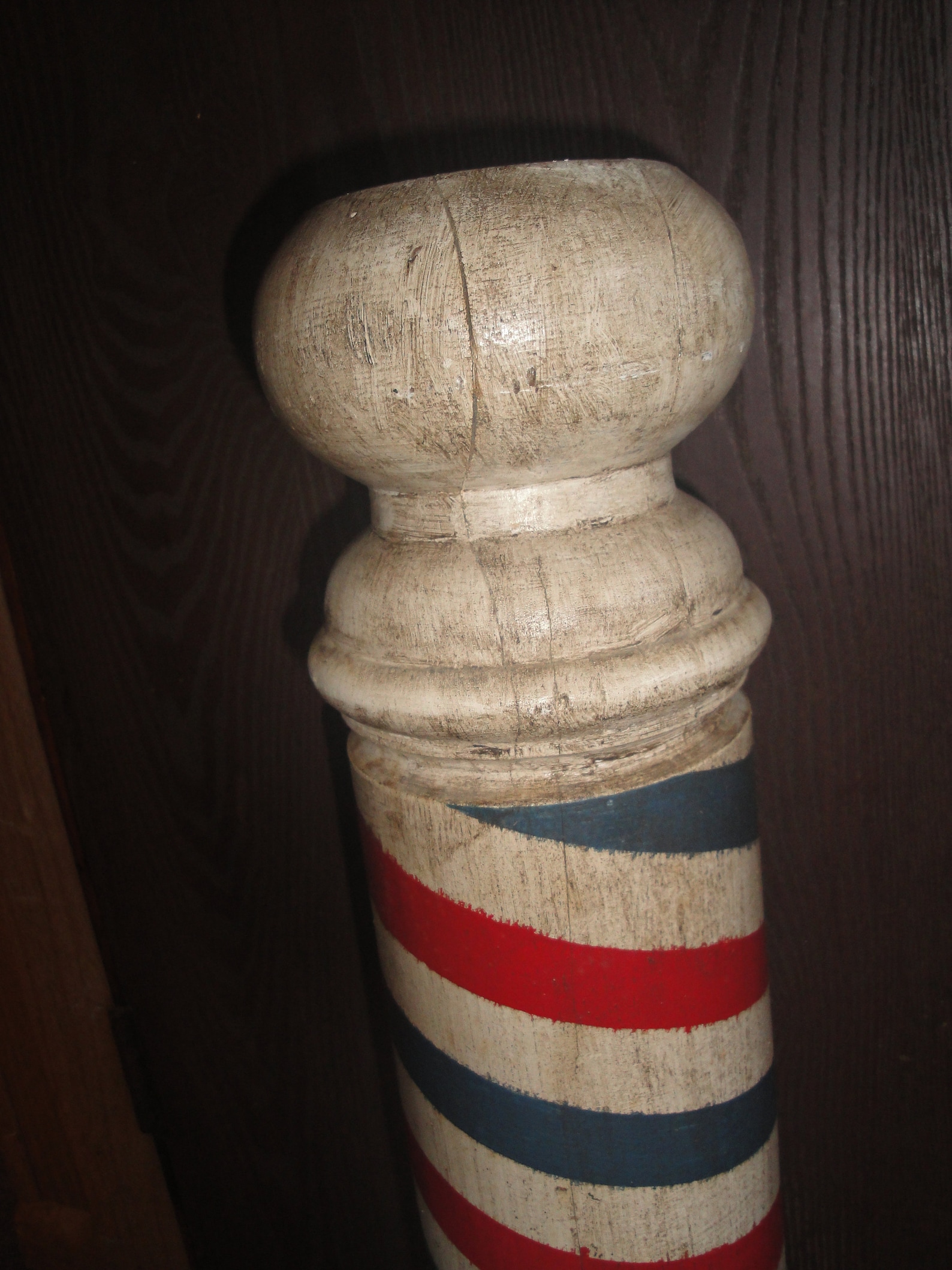 Antique Primitive Solid Wood Barber Pole, Authentic Wooden Barber Shop ...