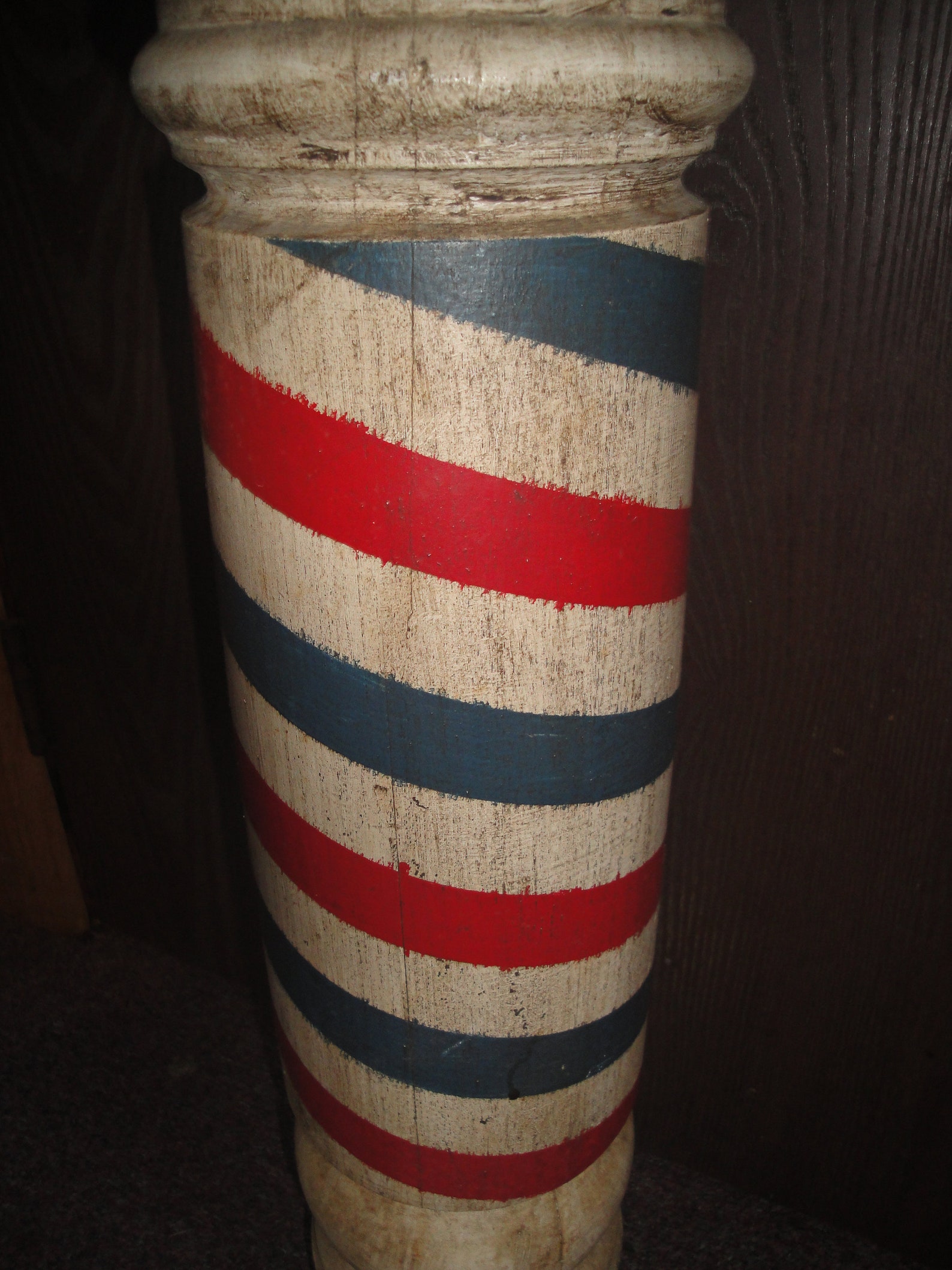 Antique Primitive Solid Wood Barber Pole, Authentic Wooden Barber Shop ...