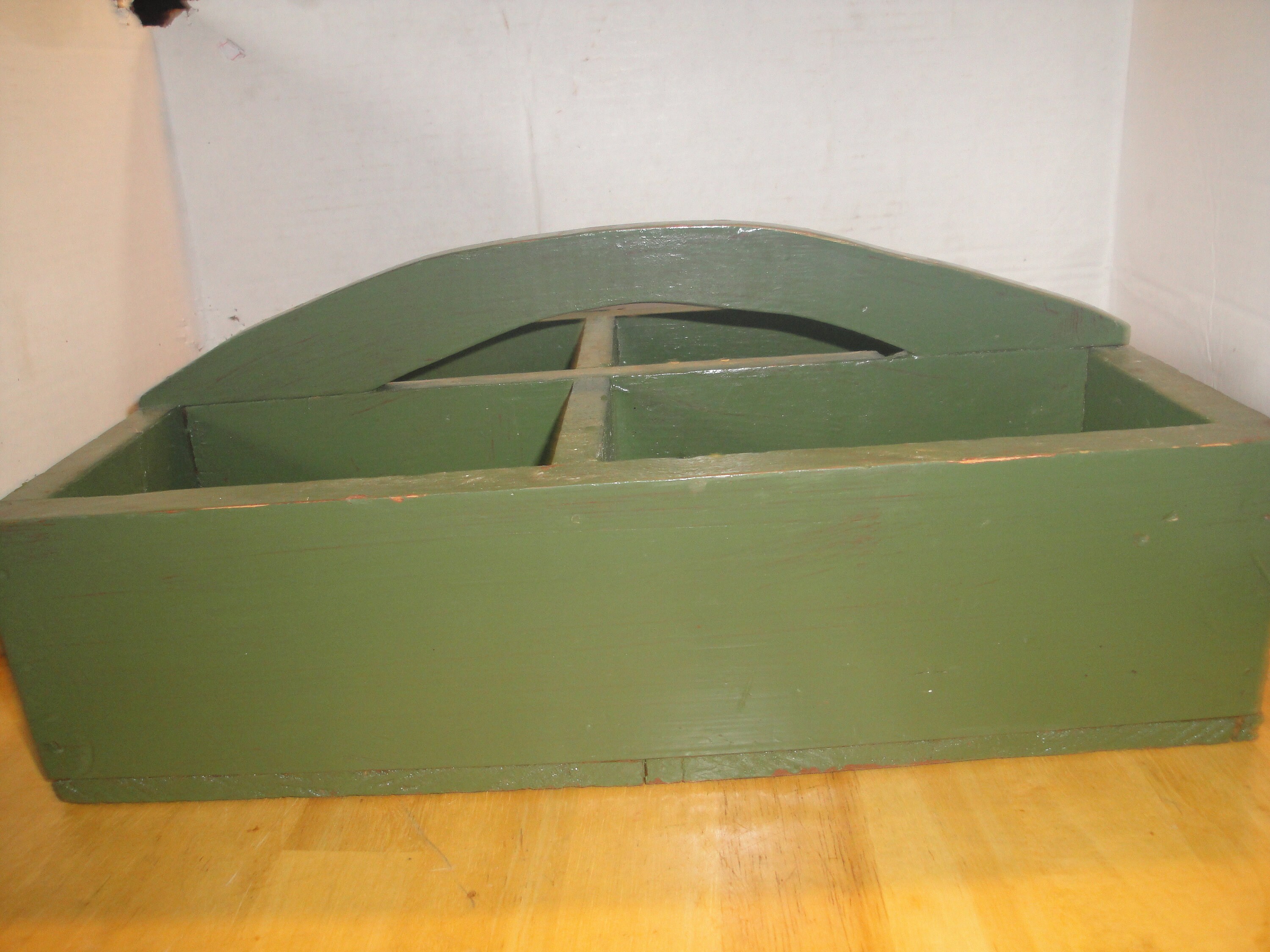 Rustic Wooden Painted Green Divided Tool Box Hand Made - Etsy