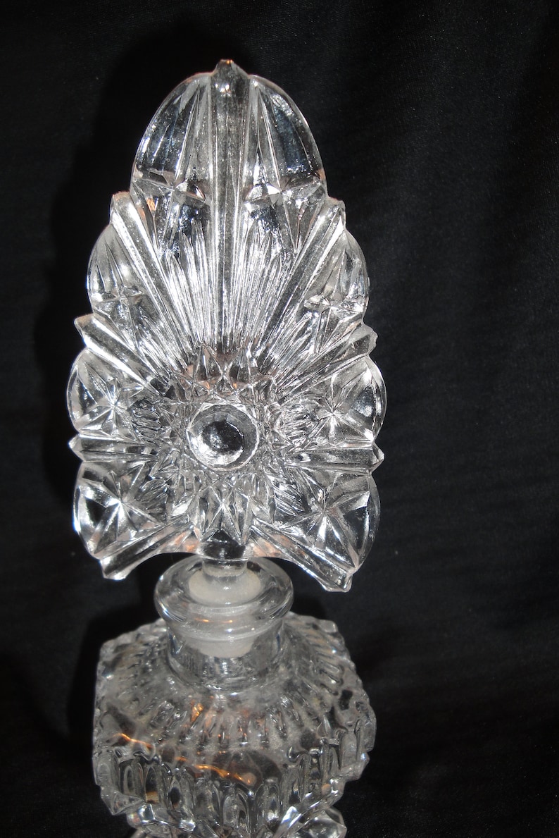 Vintage Floral Cut Glass Footed Perfume/scent Bottle With Tall Stopper ...