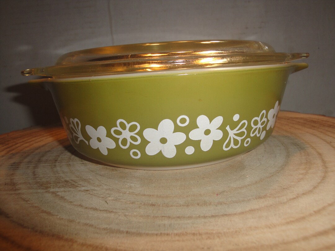 Vintage Pyrex Blossom Crazy Daisy Green - 1 Pint # 471 - Casserole ...