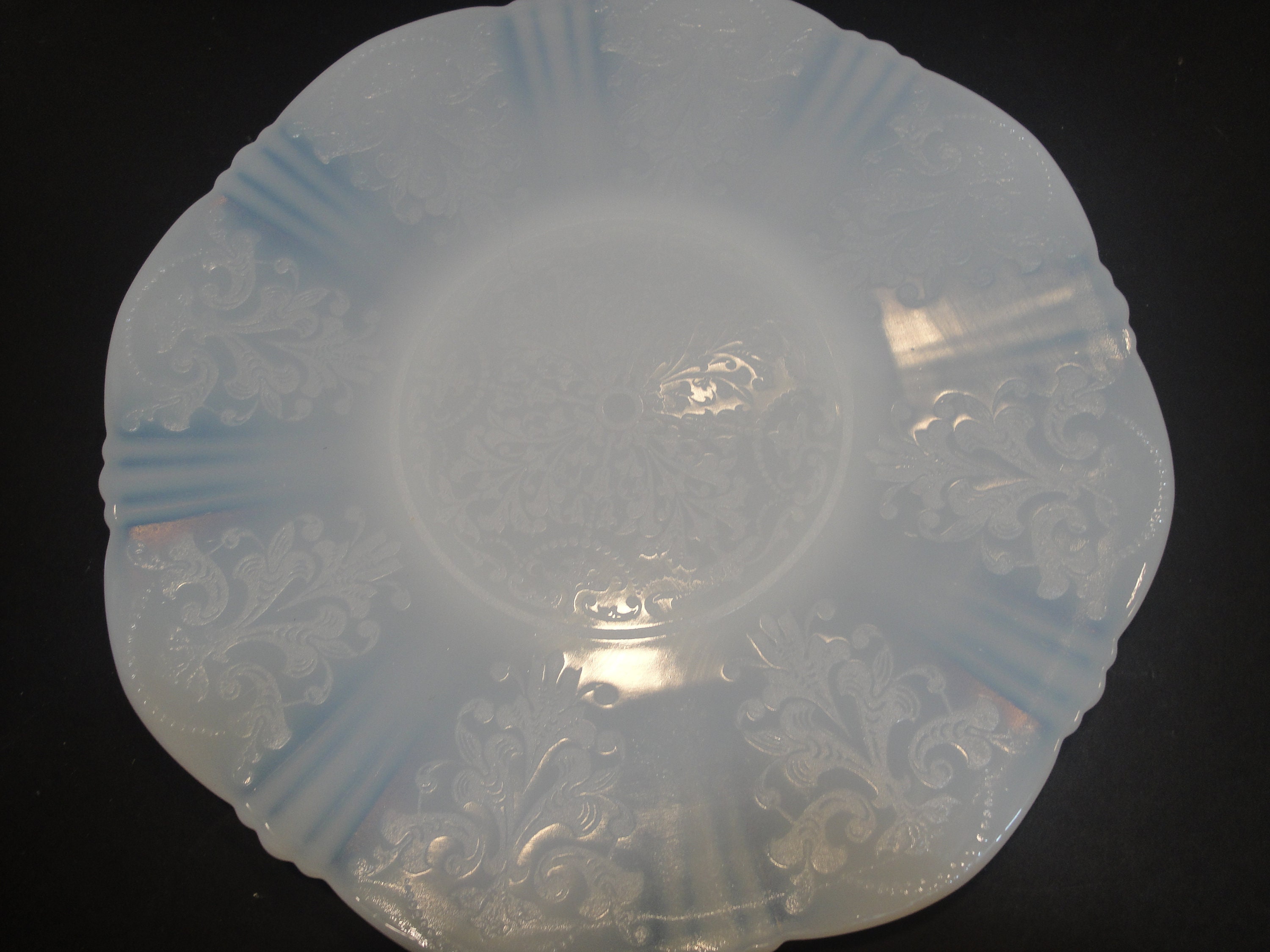 Vintage White Opalescent Milk Glass Serving Plate, American Sweetheart ...