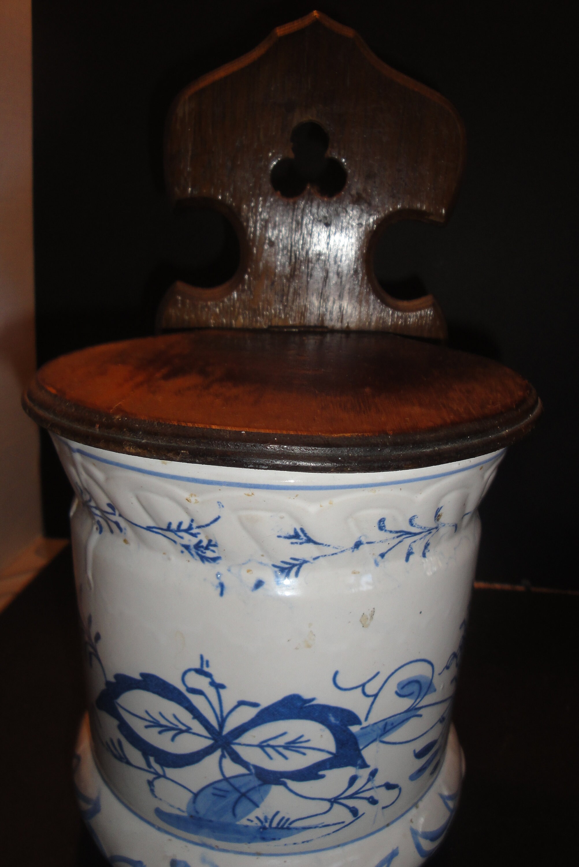 Vintage Kitchen Wall Box With Wood Bracket Large Blue And | Etsy