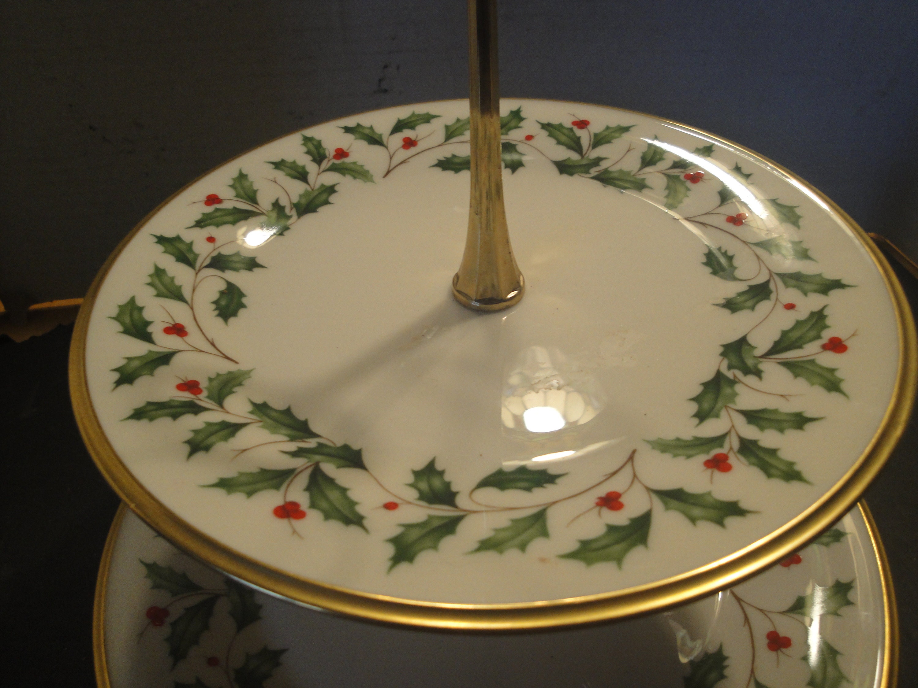 Lenox Holiday Two Tiered Server, Tidbit Tray, Cookie Tray, Cup Cake ...