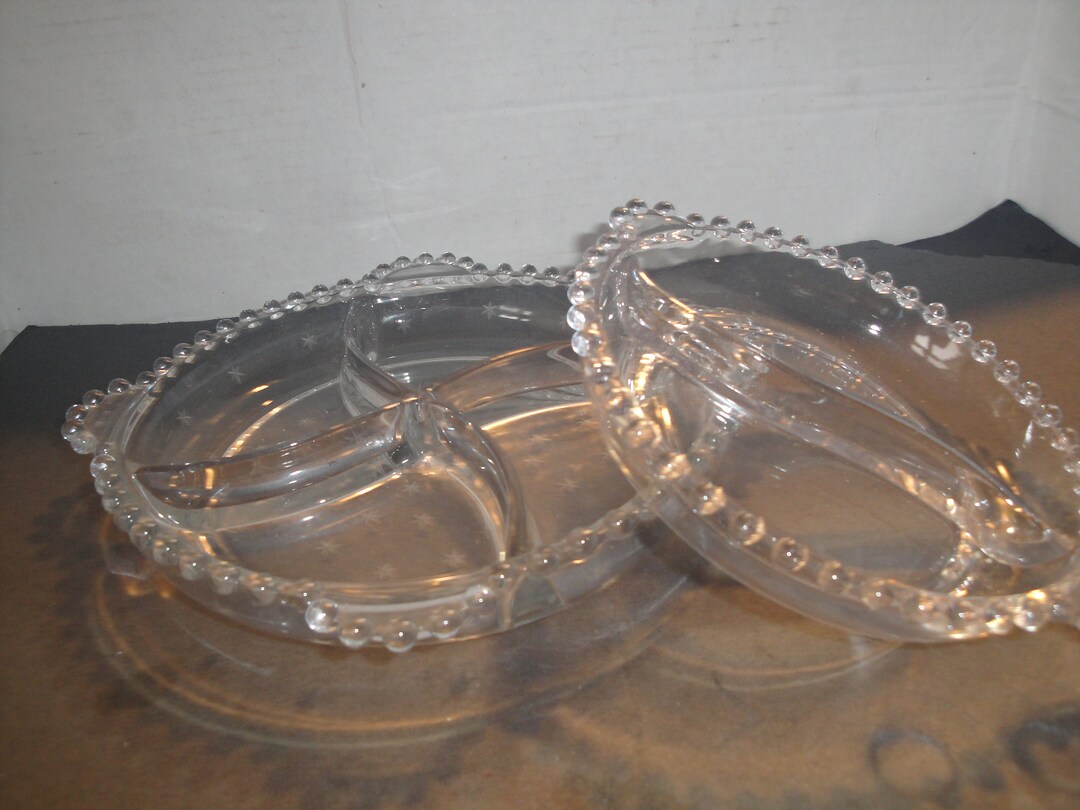 Elegant Glassware Imperial Candlewick Pattern, Glass Relish Dishes, Mid ...
