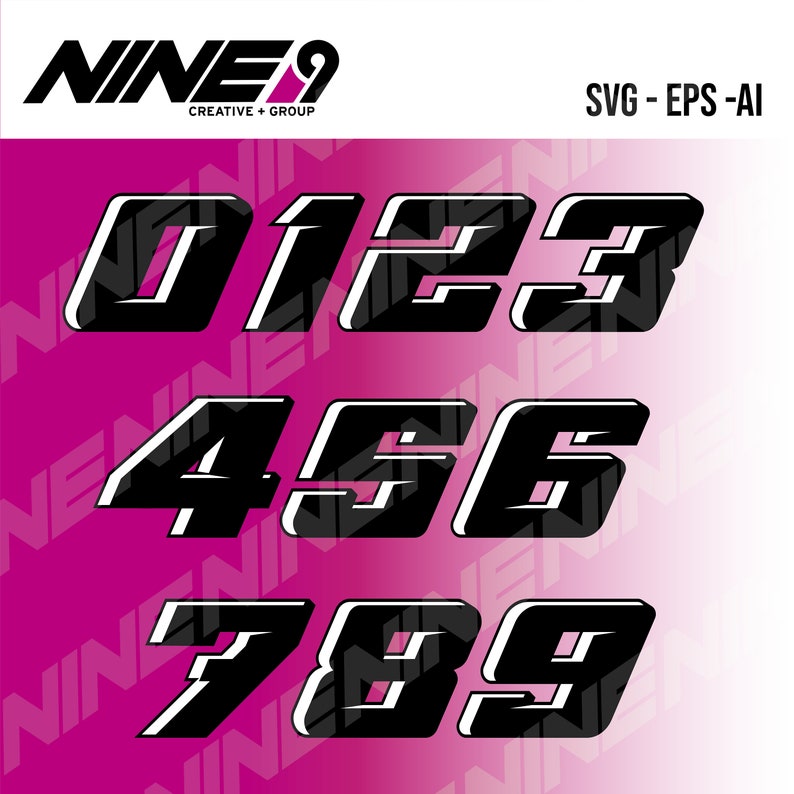 Racing Numbers Motorcycle Car Plate Numbers 0 9 SVG, EPS, Ai, VECTOR - Etsy