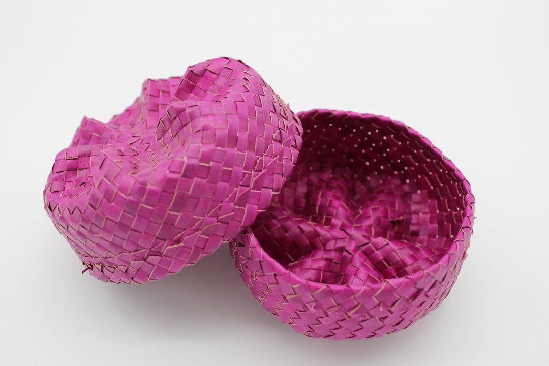 Set of Two Handmade Bast Boxes From Bali, Purple and Green, Vintage - Etsy