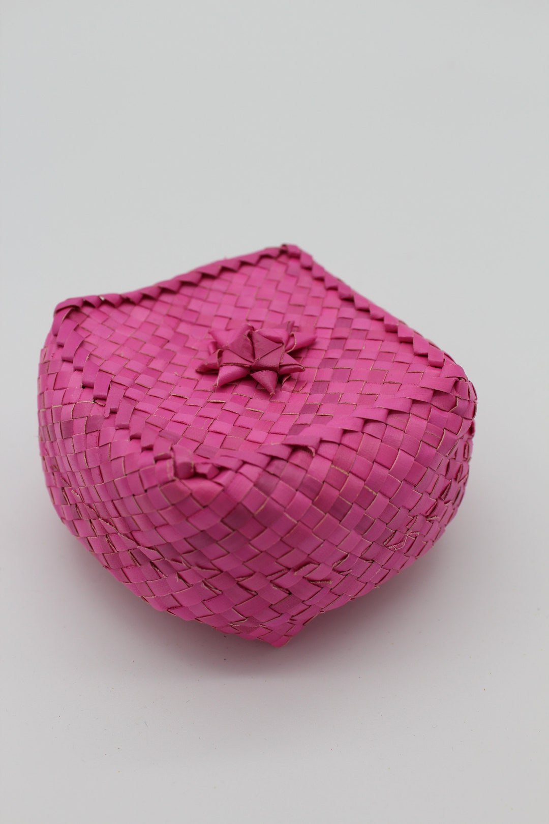 Set of Two Handmade Bast Boxes From Bali, Pink and Natural, Vintage - Etsy