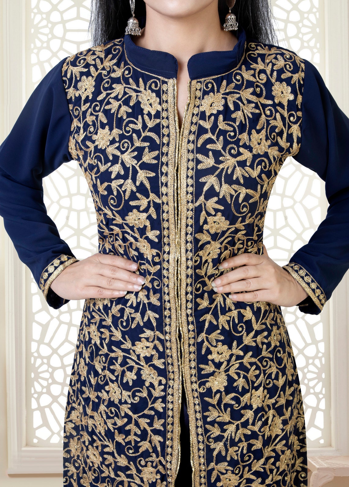 New Latest Golden Zari Work Anarkali Designer Anarkali With | Etsy