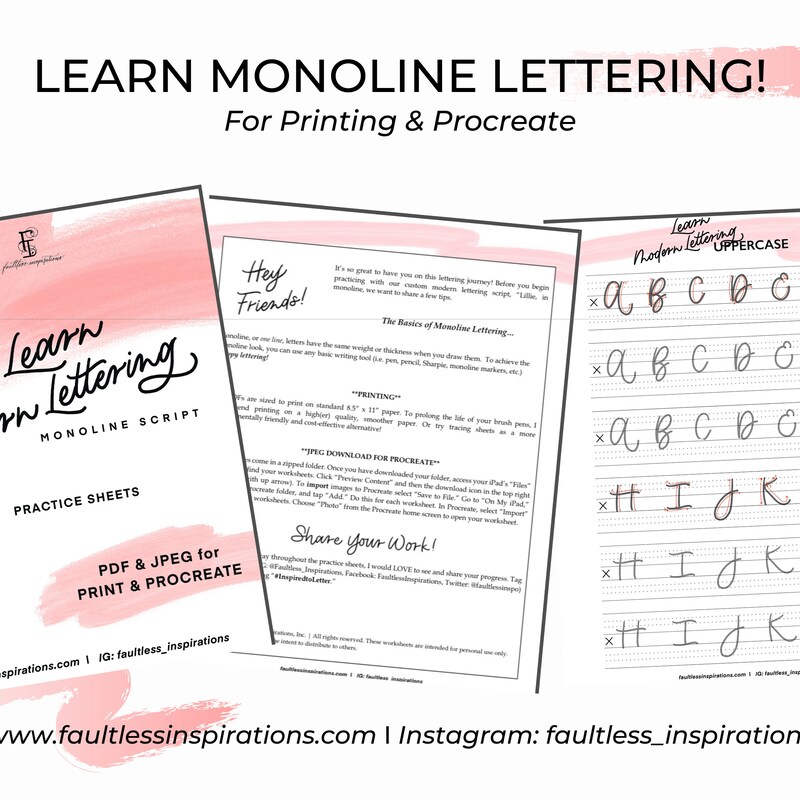 Monoline Practice Sheet - Etsy
