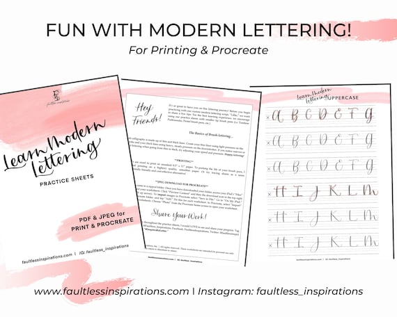 Learn Modern Lettering With Practice Sheets Brushlettering - Etsy