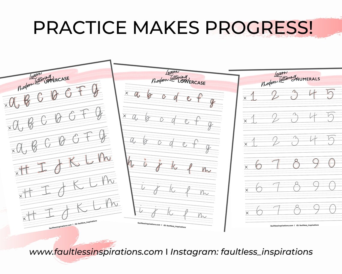 Monoline Lettering Practice Sheets | Monoline Calligraphy Practice ...