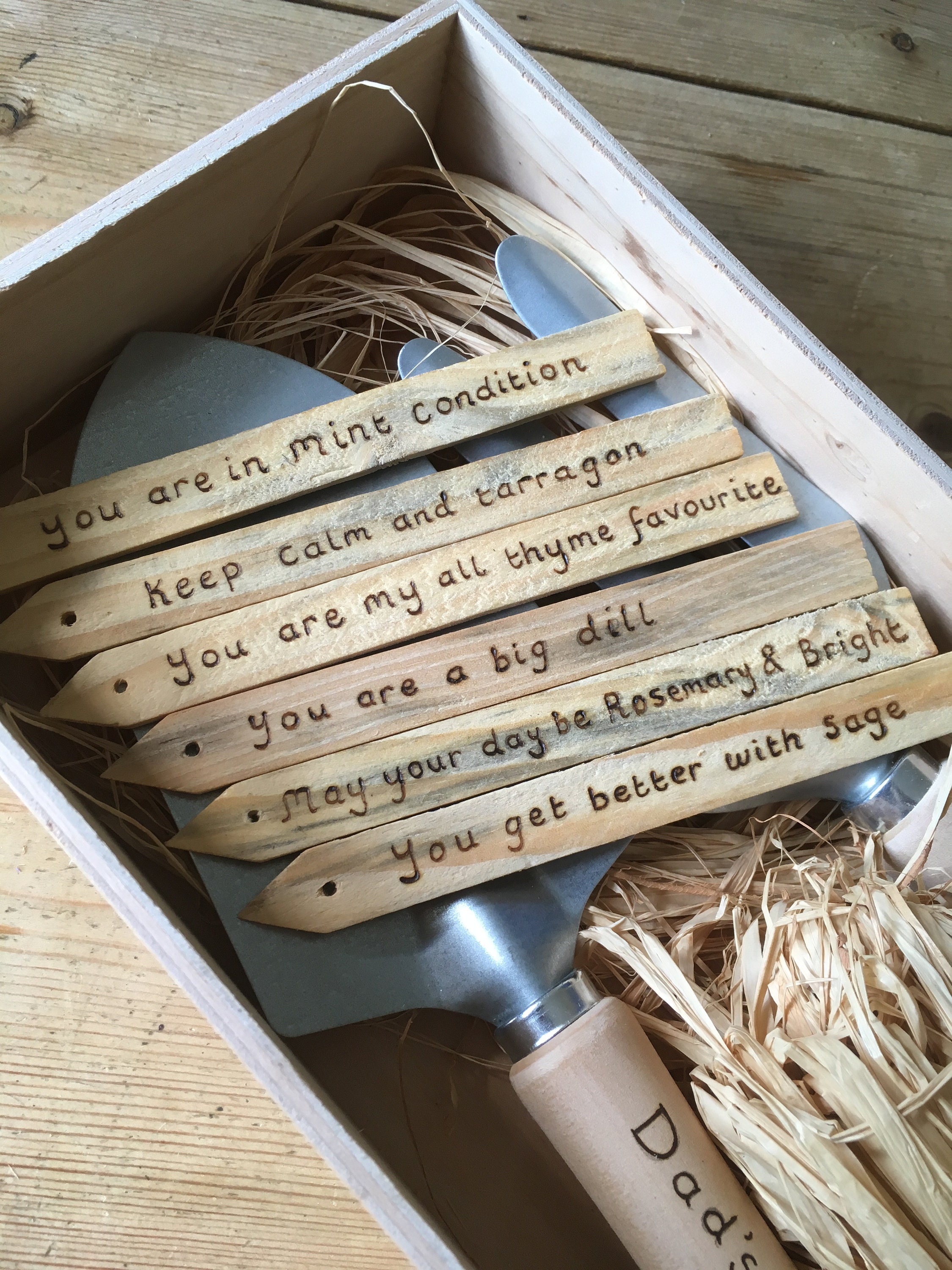 Personalised Gardening Set With Fork Trowel Plant Labels and | Etsy