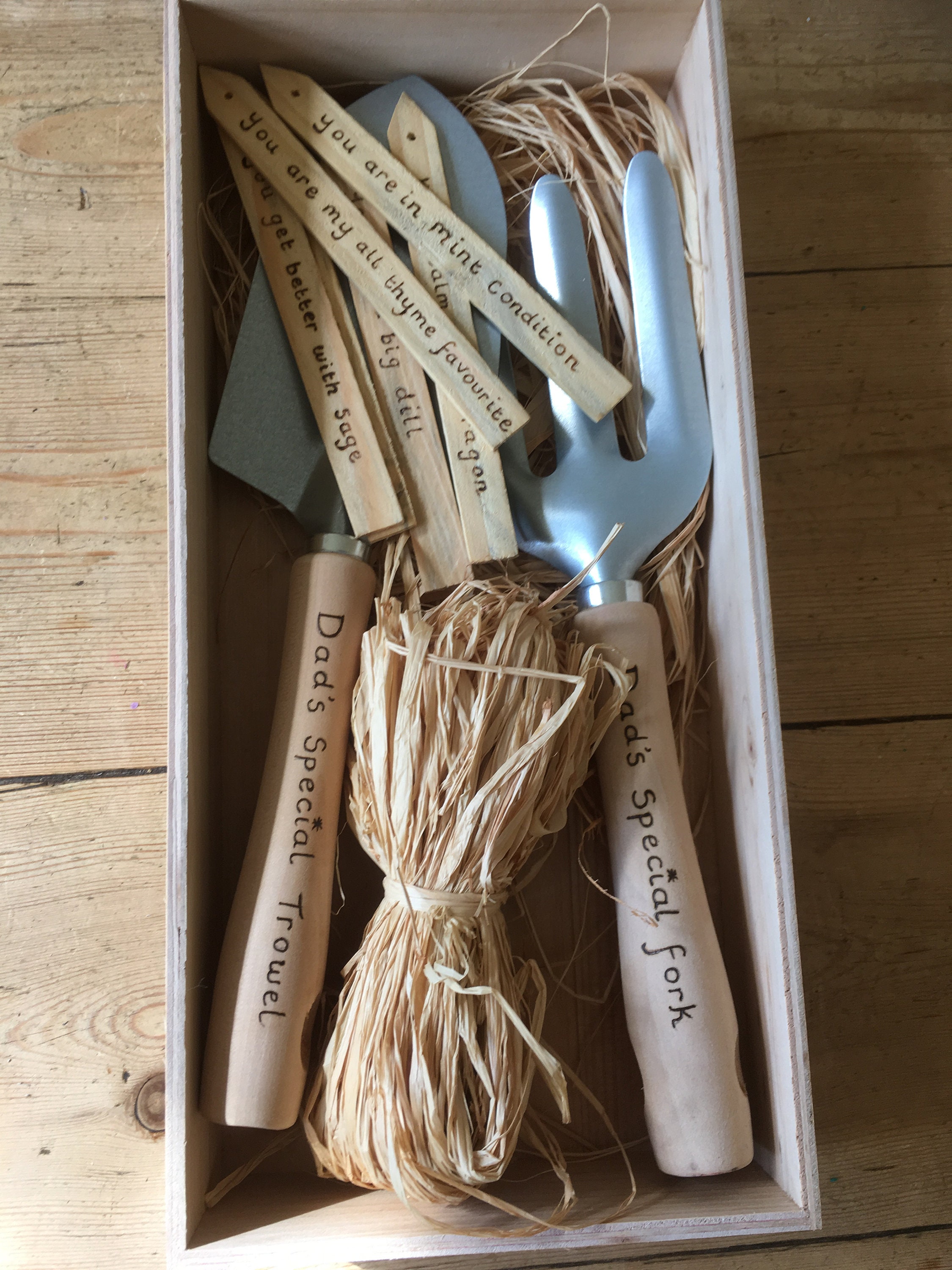 Personalised Gardening Set With Fork Trowel Plant Labels and | Etsy