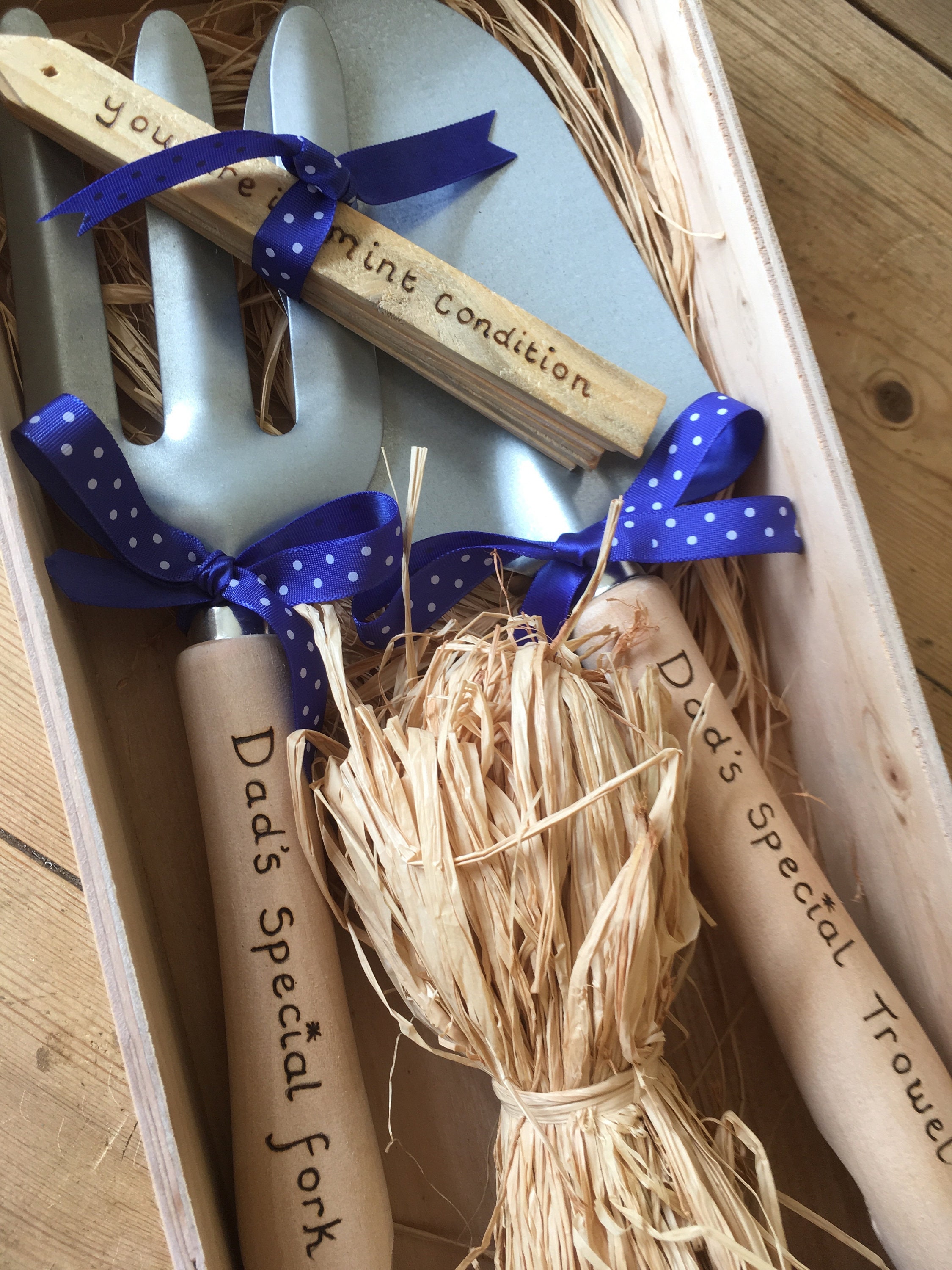 Personalised Gardening Set With Fork Trowel Plant Labels and | Etsy