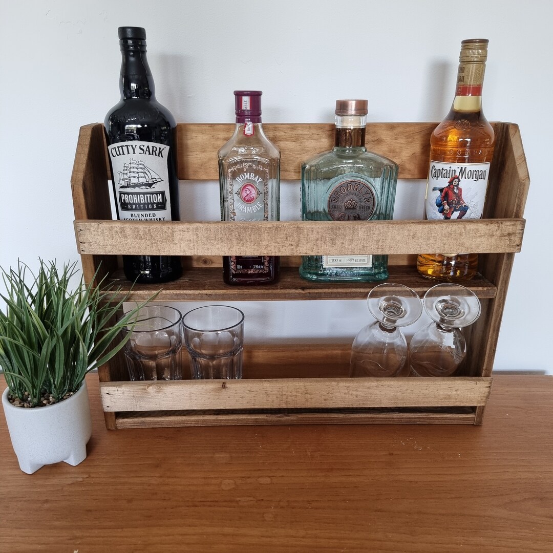 Wall Mountable Drinks Rack Holds Gin, Rum or Whiskey Bottles, Hi-ball ...
