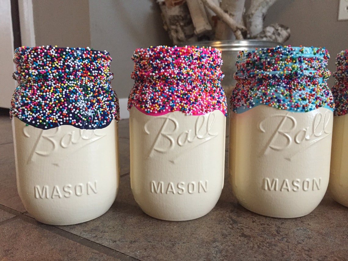Sprinkle Mason Jar Tons of Color Options Cup Cake Ice - Etsy