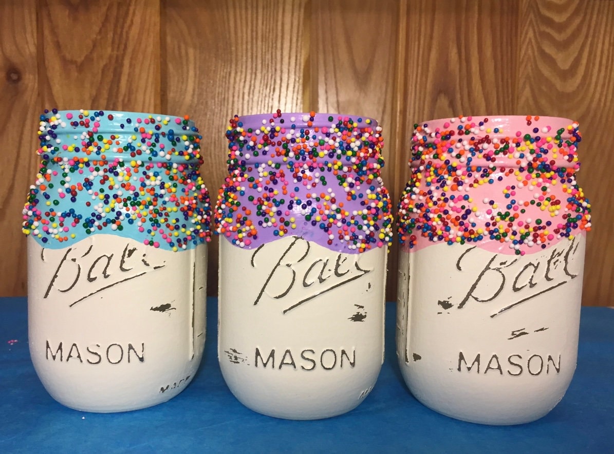 Sprinkle Mason Jar Tons of Color Options Cup Cake Ice - Etsy