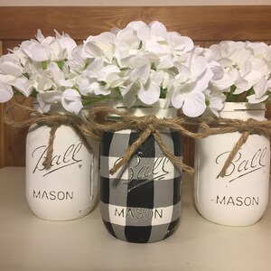 Hand Painted Buffalo Check Plaid Mason Jar Centerpiece Set - Etsy